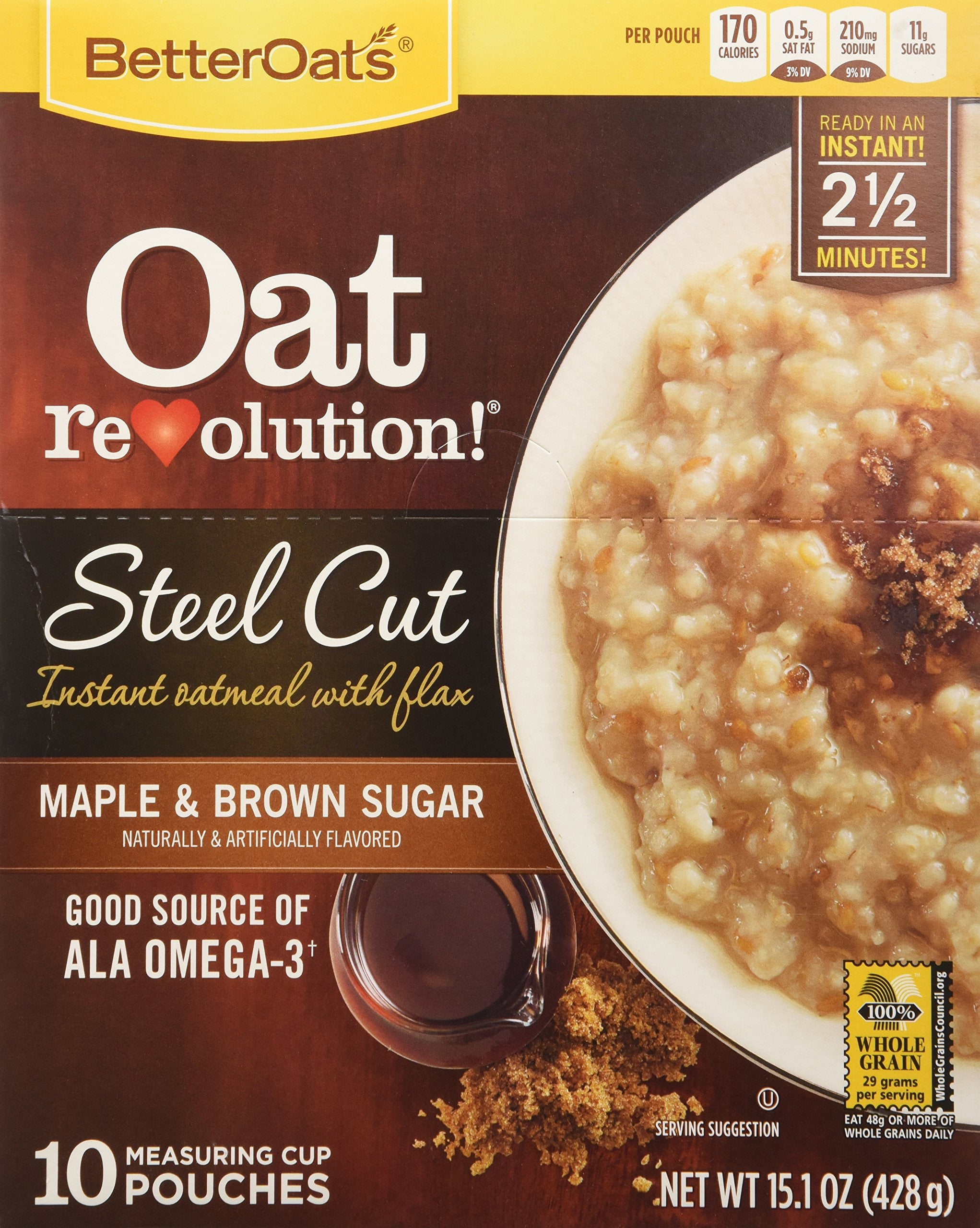 Better Oats Oat Revolution Maple and Brown Sugar Steel Cut Oats, 15.1 ...