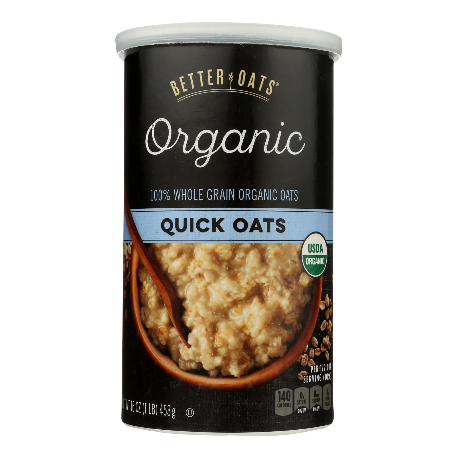 Better Oats Organic Cereal - Quick Oats - Case of 12 - 16 oz. - Walmart.com