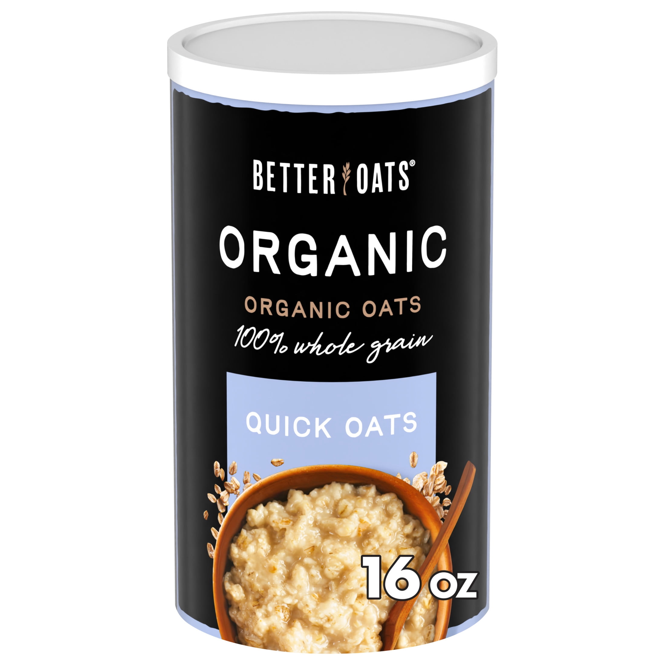 Better Oats Organic Quick Oats 16 oz Canister Rolled Oatmeal - Walmart.com