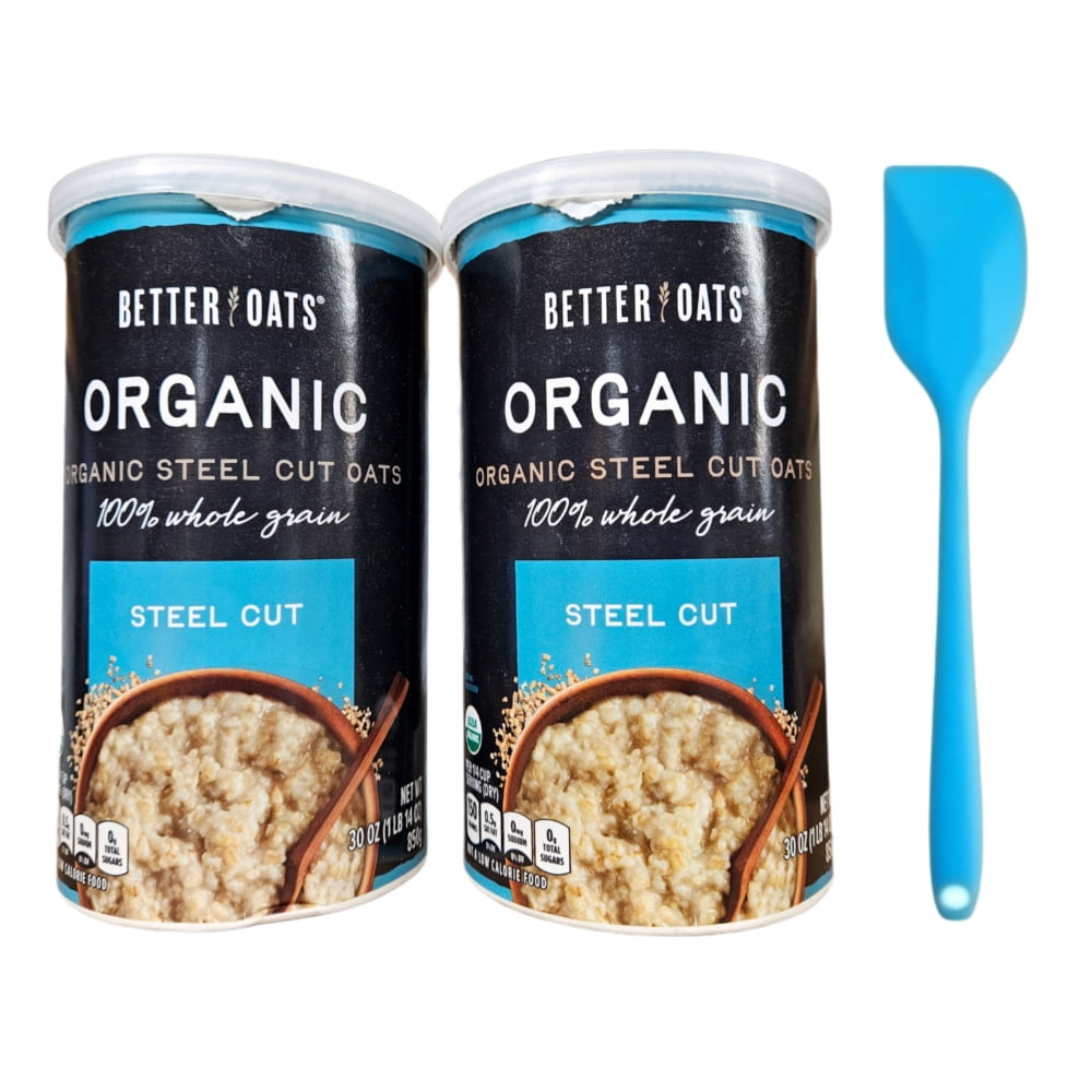 Better Oats Organic Steel Cut Oats, 30 oz (2 Pack) and 8in Silicone ...
