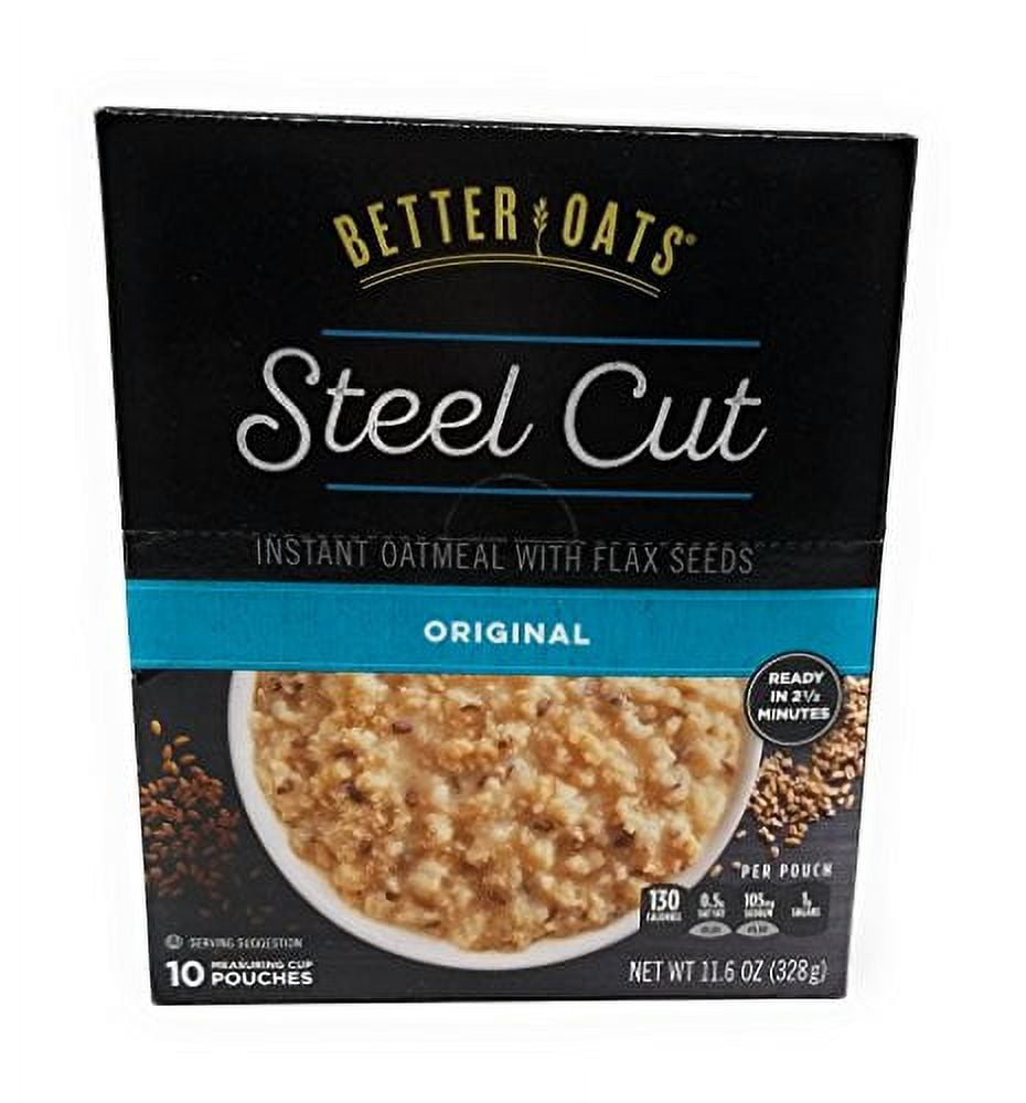 Better Oats Original Steel Cut Instant Oatmeal with Flax - 3 Pack, 10 ...