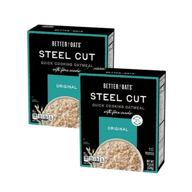 Better Oats Original Steel Cut Oatmeal with Flax Seed, Instant Oatmeal ...