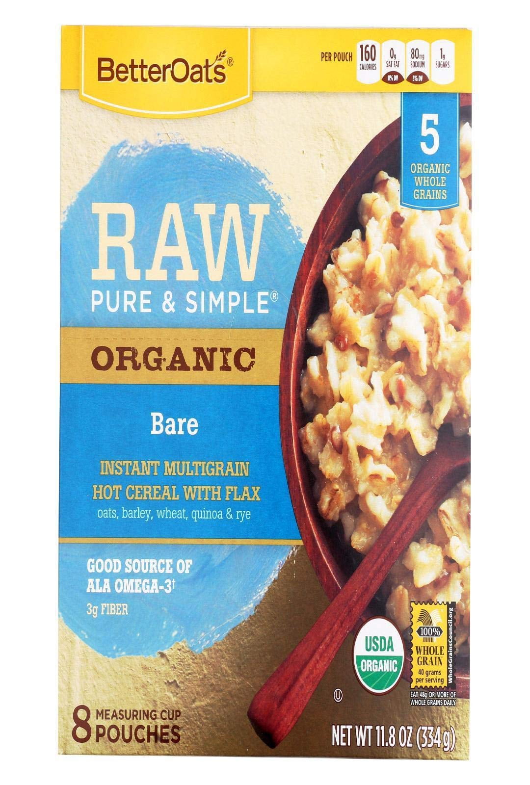 Better Oats, Raw Pure OIF8 and Simple Organic, Bare, Instant Multigrain ...