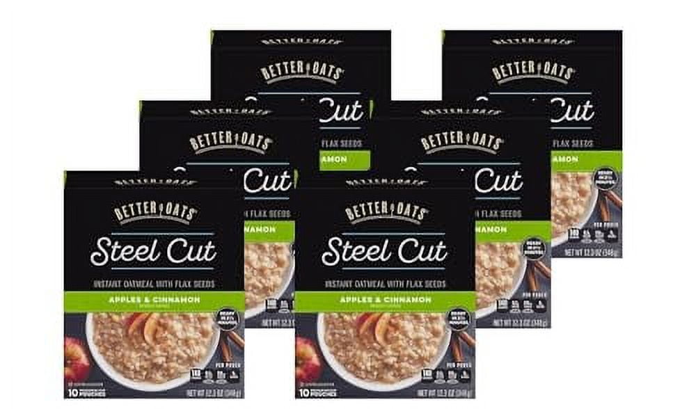 Better Oats Steel Cut Apples and Cinnamon Oatmeal Packets, Instant ...