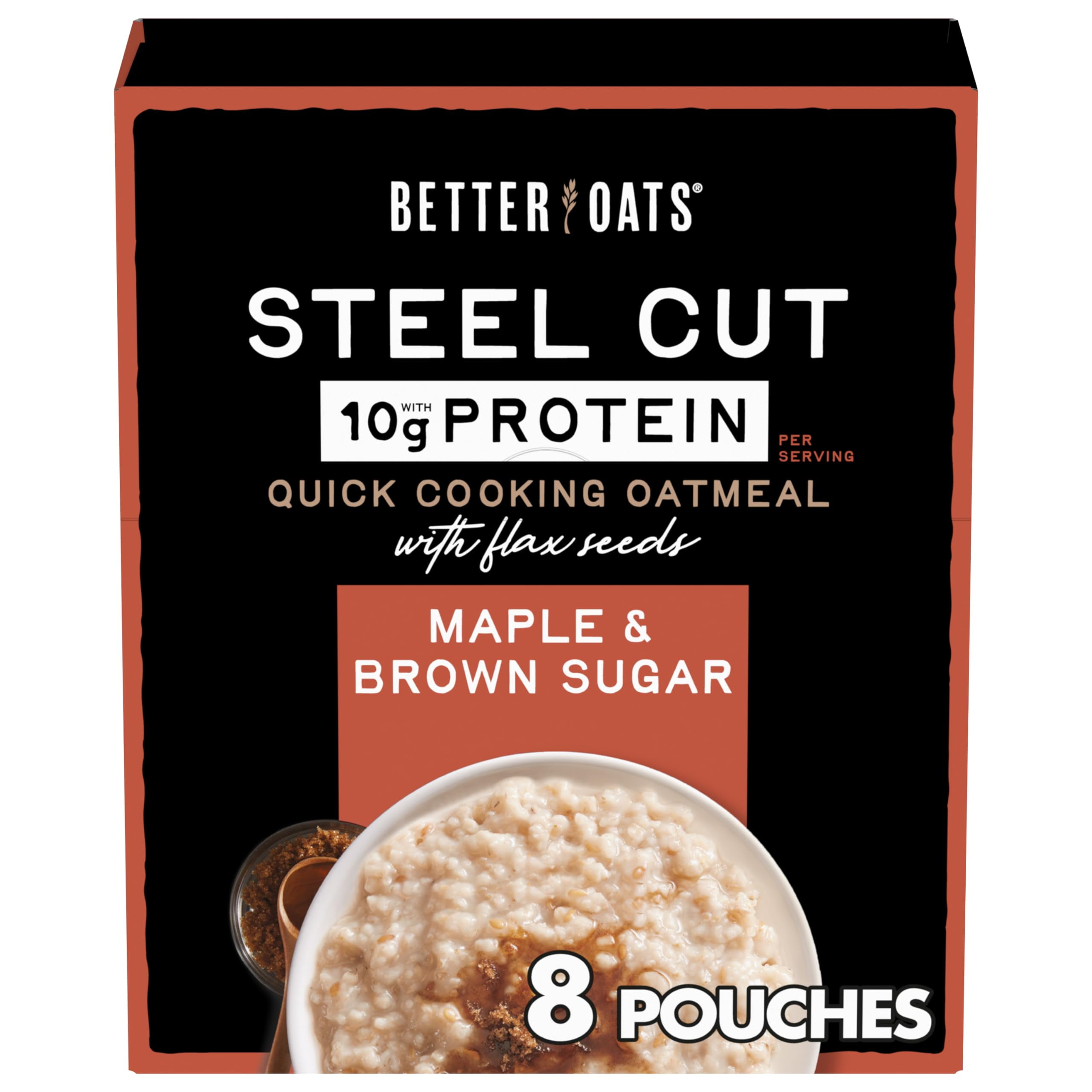Better Oats Steel Cut DHF10 Protein Oatmeal Packets, Maple and Brown ...
