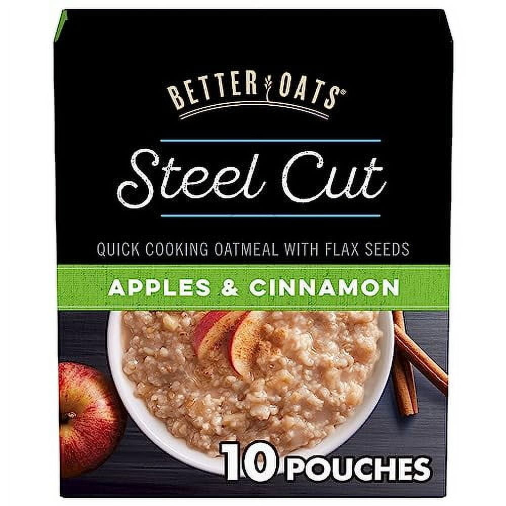Better Oats Steel Cut Insant Oatmeal with Flax Seeds, Apples and ...
