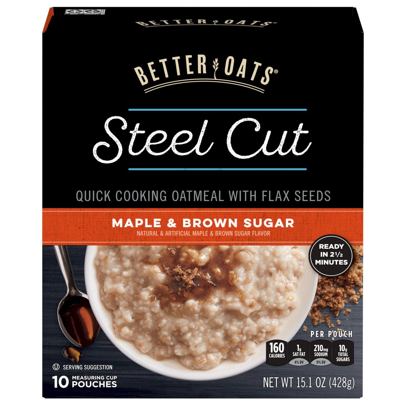 Better Oats Steel Cut Instant Oatmeal - Maple & Brown Sugar - 10 ct ...