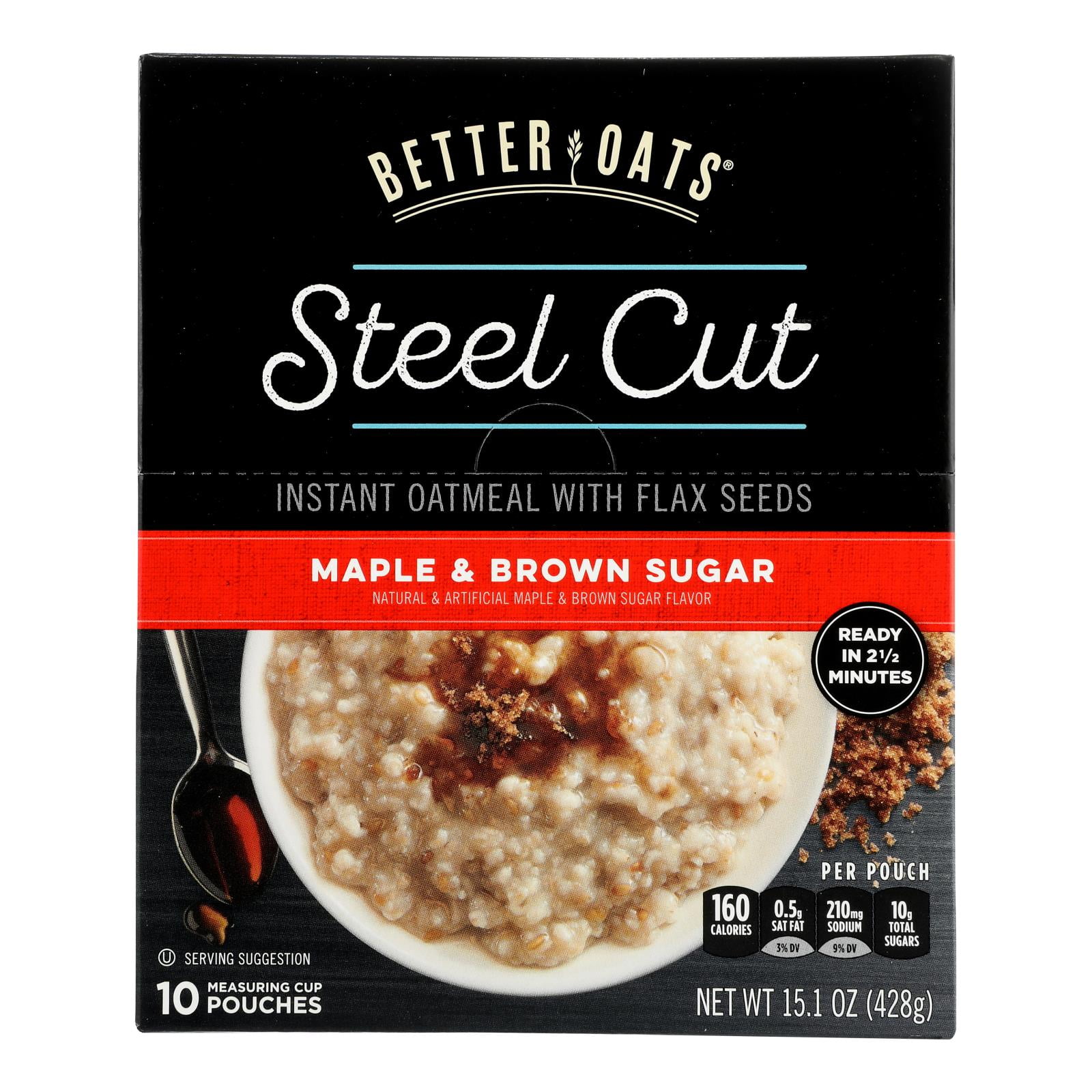 Better Oats Steel Cut Maple & Brown Sugar Instant Oatmeal With Flax ...
