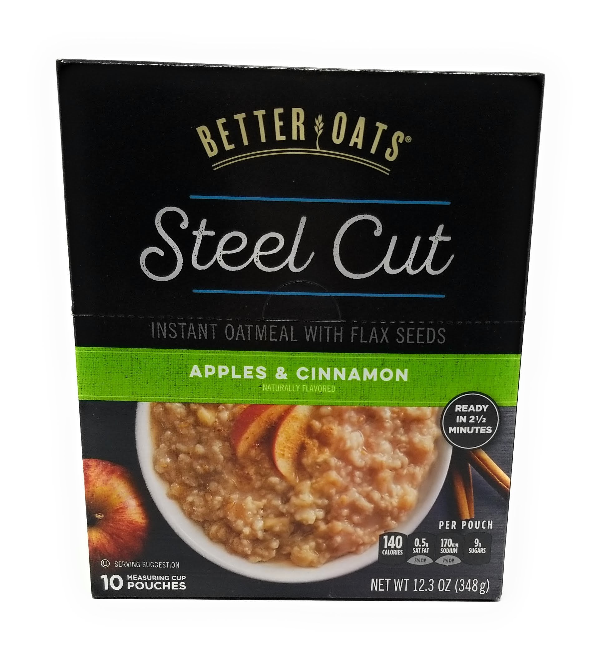 Better Oats Steel Cut OIF8 Oats with Flax, Apples and Cinnamon, 10 ...