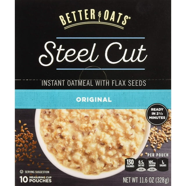 Better Oats Steel Cut Oats With Flax Classic 10 Pouches 11.6 Oz (Pack ...