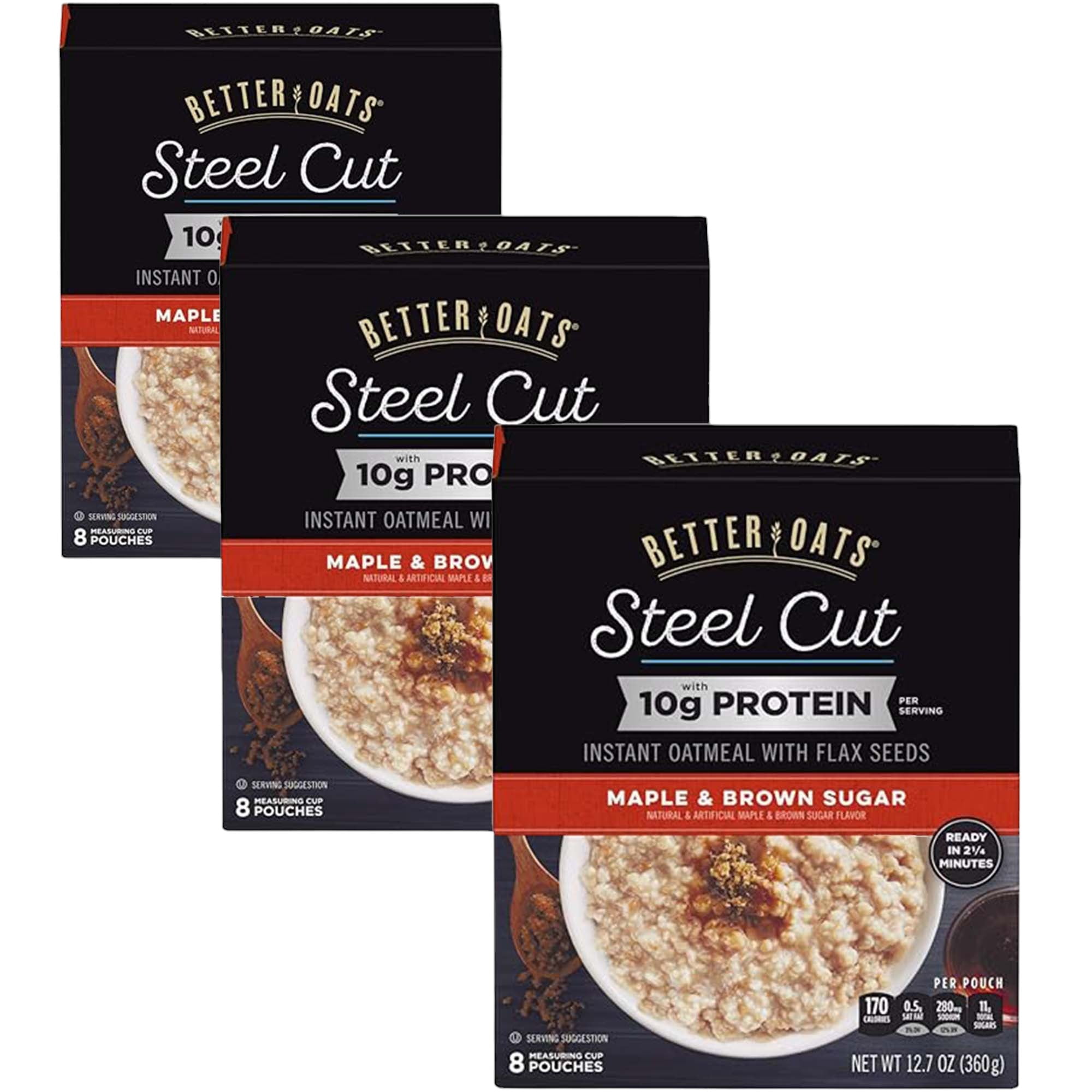 Quick Cook Better Oats Steel Cut Protein Oatmeal with Flax Seeds, 8 ...