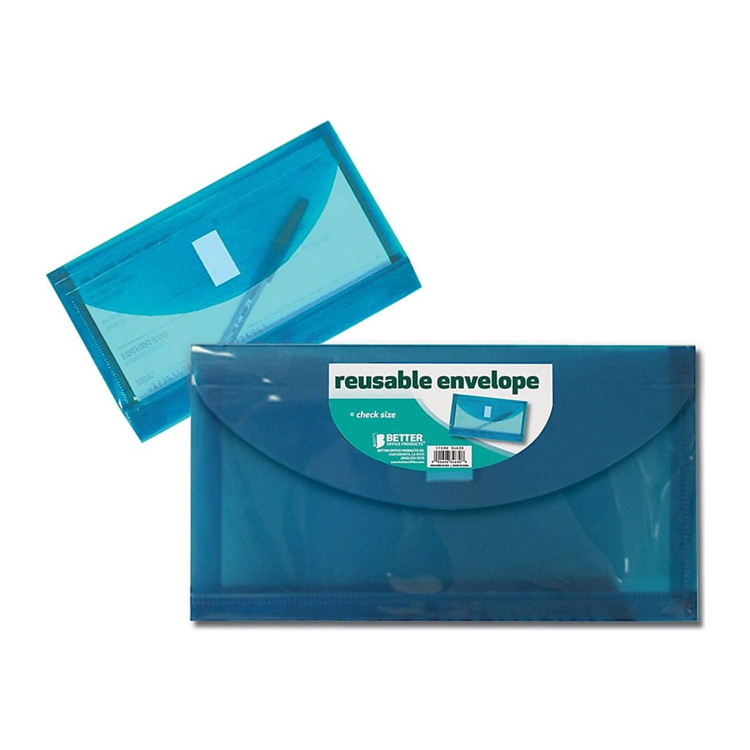 Better Office Plastic File Pocket Check Size Blue 36/Pack (34630-V ...