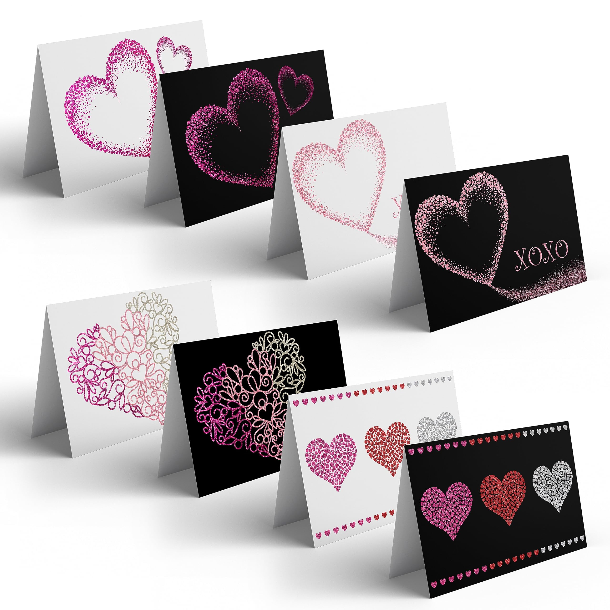 Better Office Products 24 Pack Glitter Heart Note Cards, Love Greeting ...