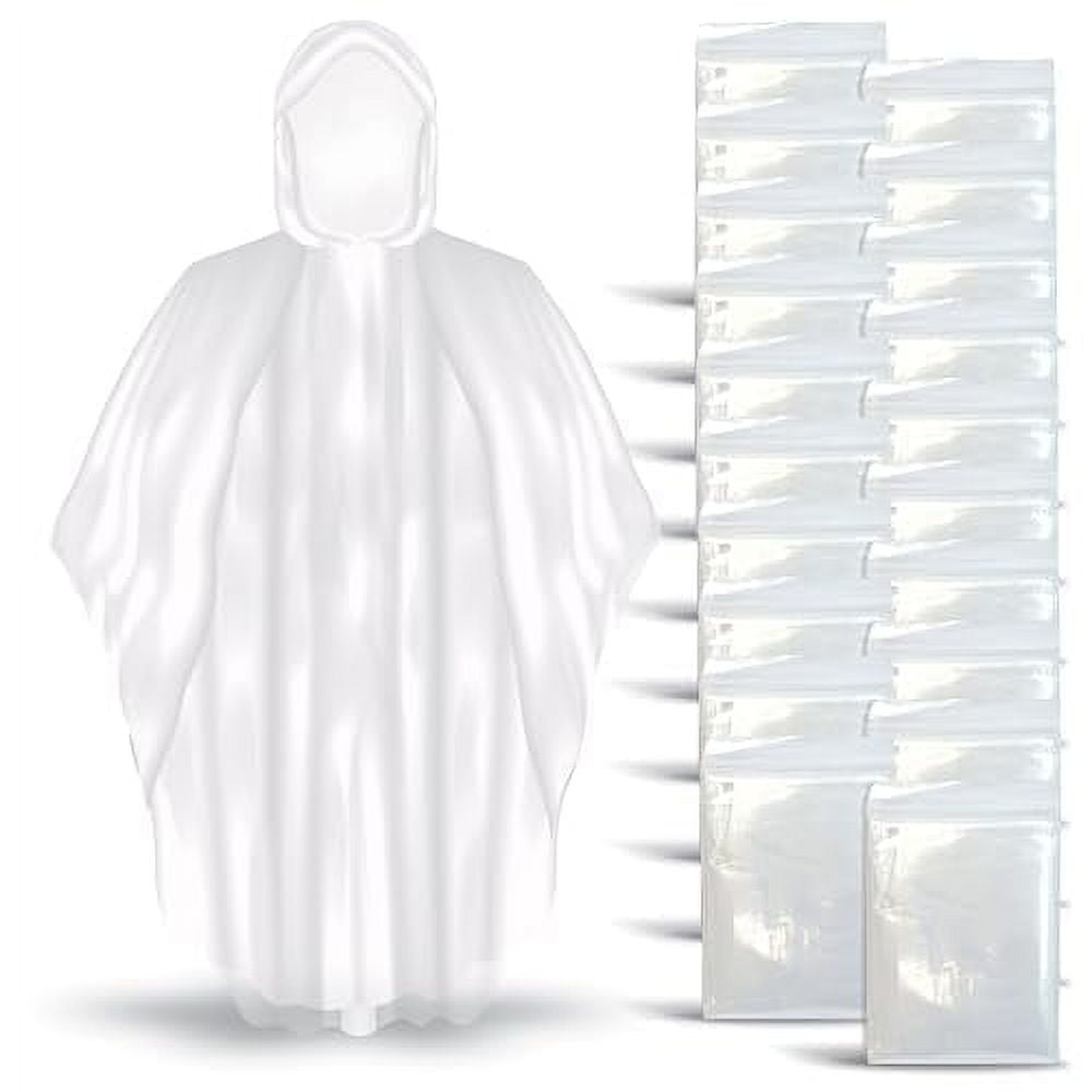 Better Office Products Disposable Clear Rain Ponchos with Hood for ...