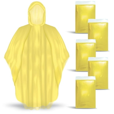 Better Office Products Disposable Yellow Rain Ponchos with Hood for ...