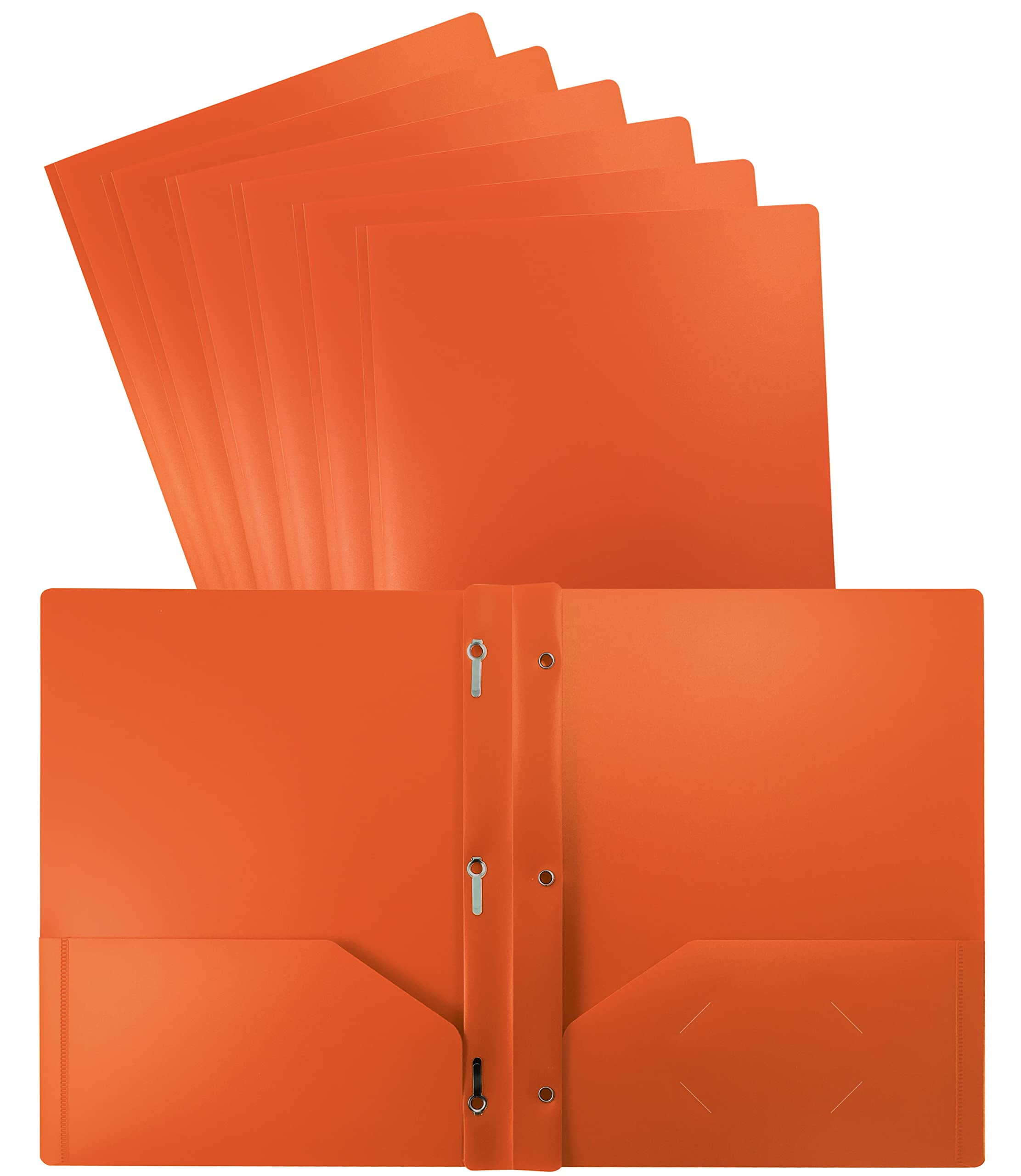 Better Office Heavy Duty Orange Plastic 2 Pocket Folders, 24 Pack with ...