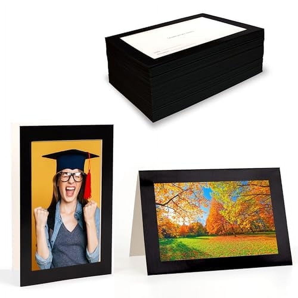 Better Office Products Photo Frame Note Cards for 4" x 6" Photos, Black ...