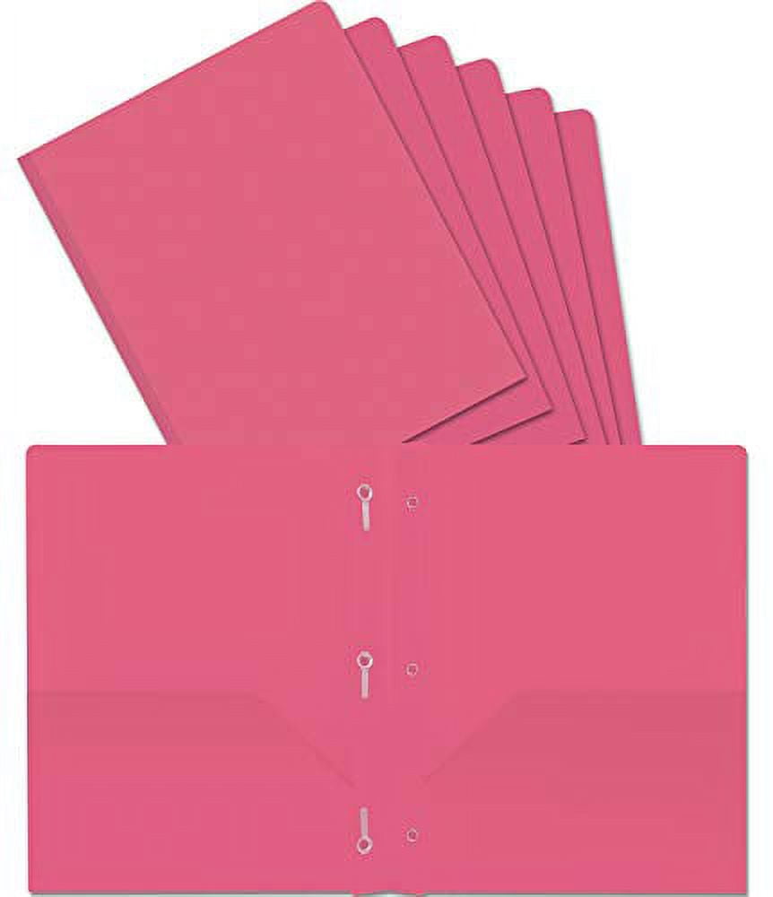 Better Office Products Pink Plastic 2 Pocket Folders with Prongs ...