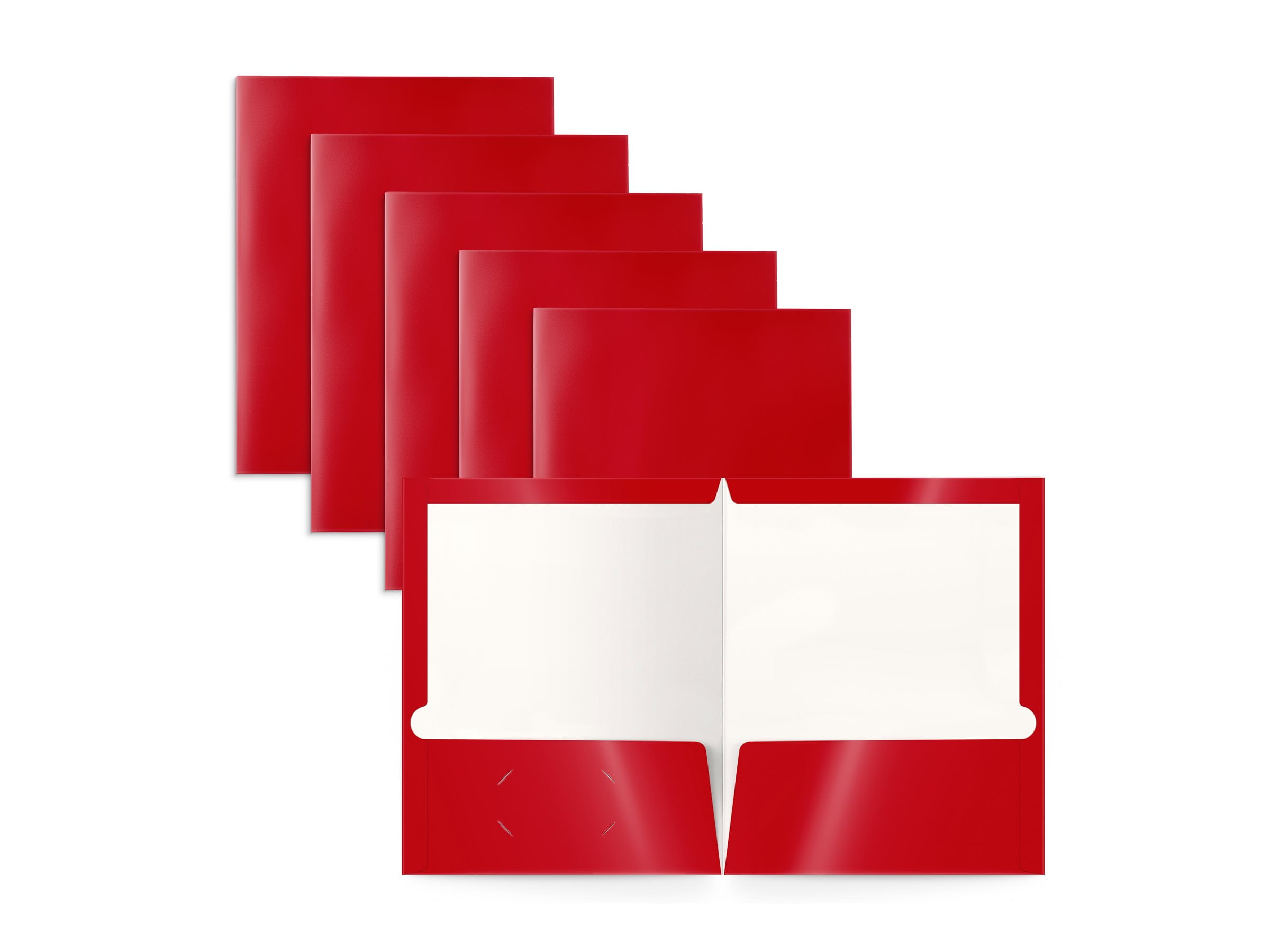 2 Pocket Glossy Laminated RED Paper Folders, Letter Size, Red Paper ...