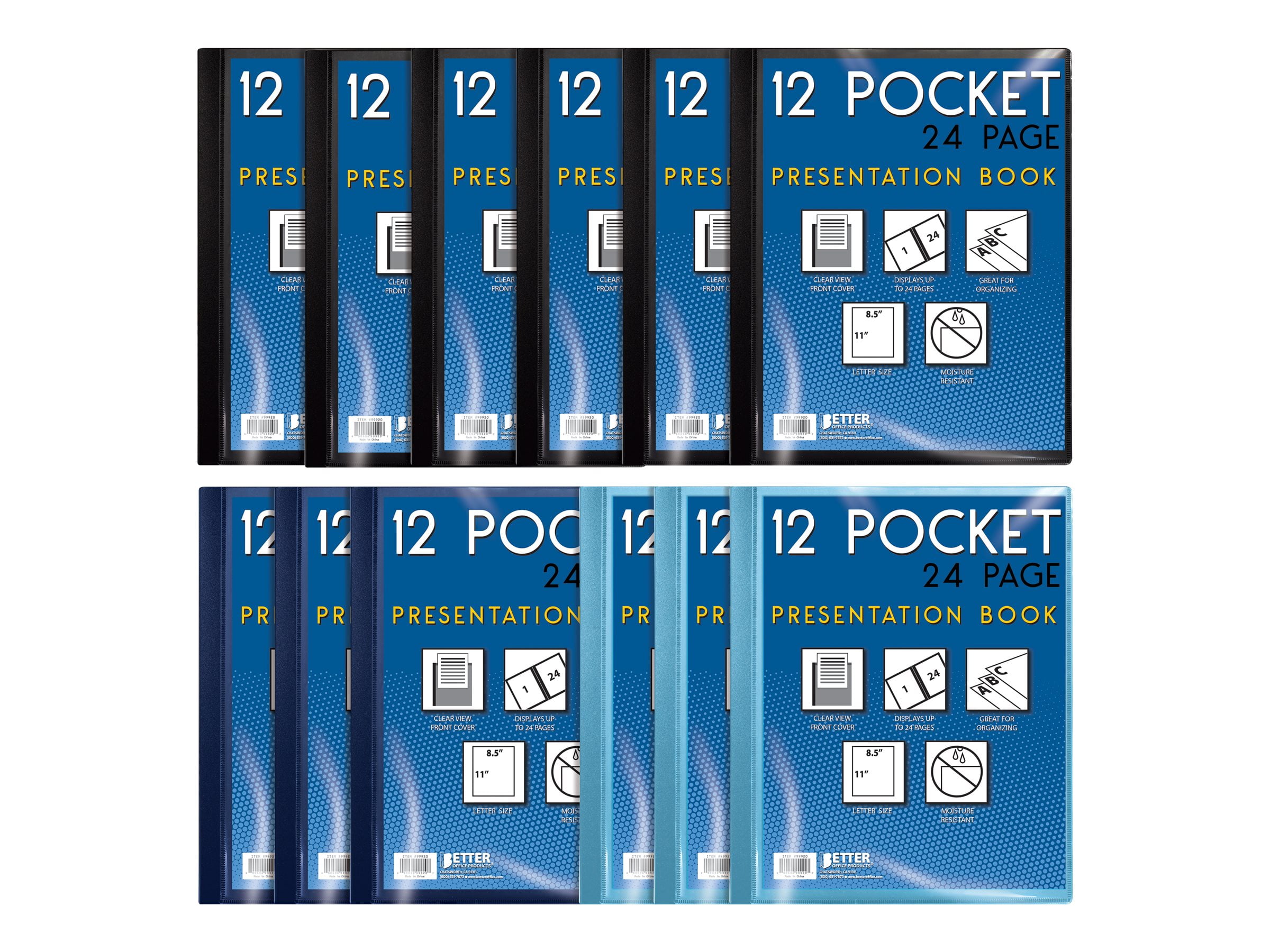 Better Office Products - Portfolio Bound Presentation Books, 12-Pocket ...