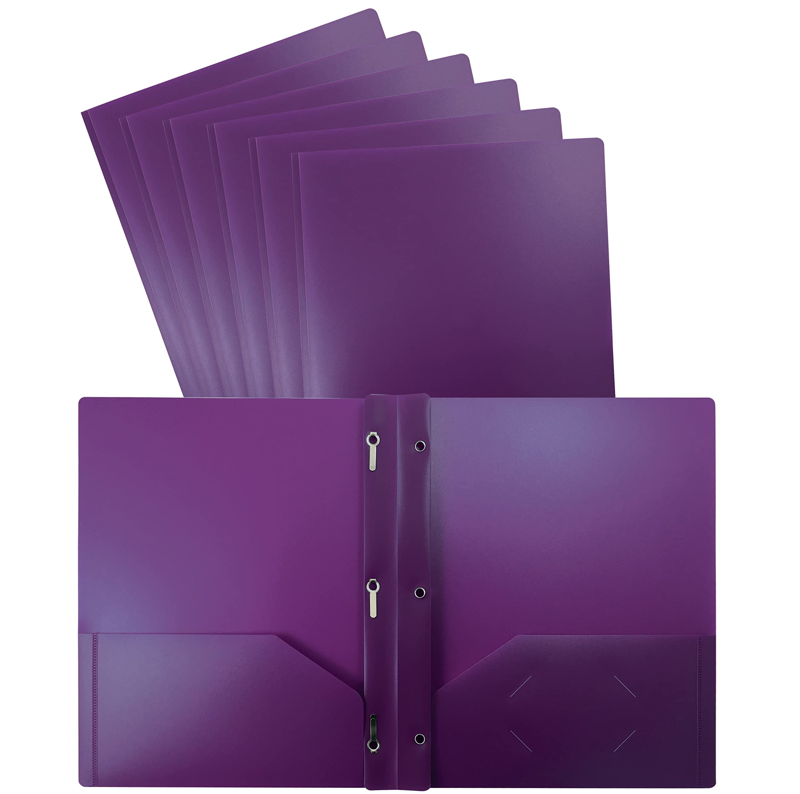 Better Office Products Heavyweight Purple Plastic 2 Pocket Folders with ...