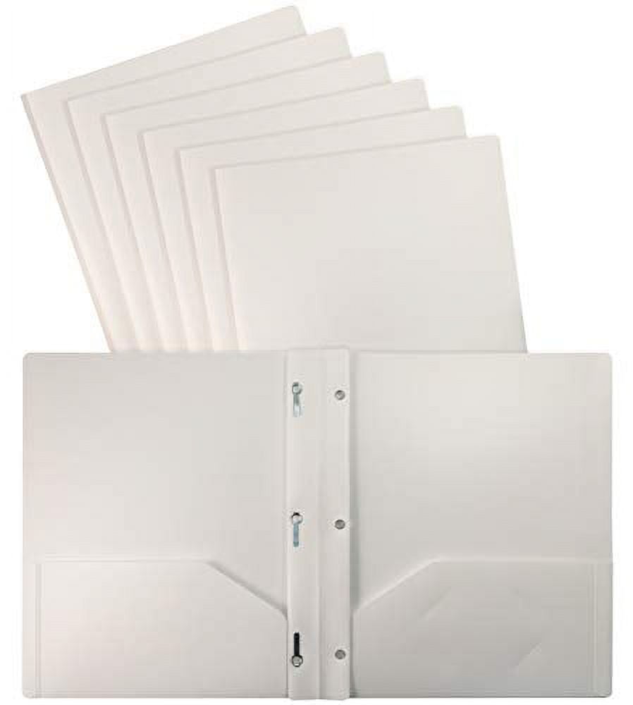 Better Office Heavy Duty White Plastic 2 Pocket Folders with Prongs, 24 ...