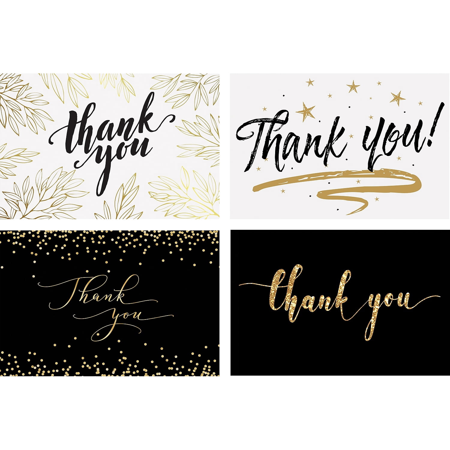 Better Office Thank You Cards, Bulk Pack, 4 Designs, Black and Gold ...