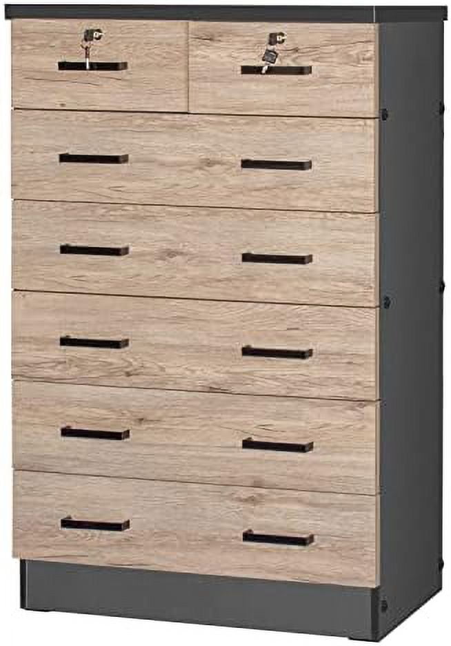 Better Products Cindy 7 Drawer Chest Wooden Dresser with Lock in Gray ...