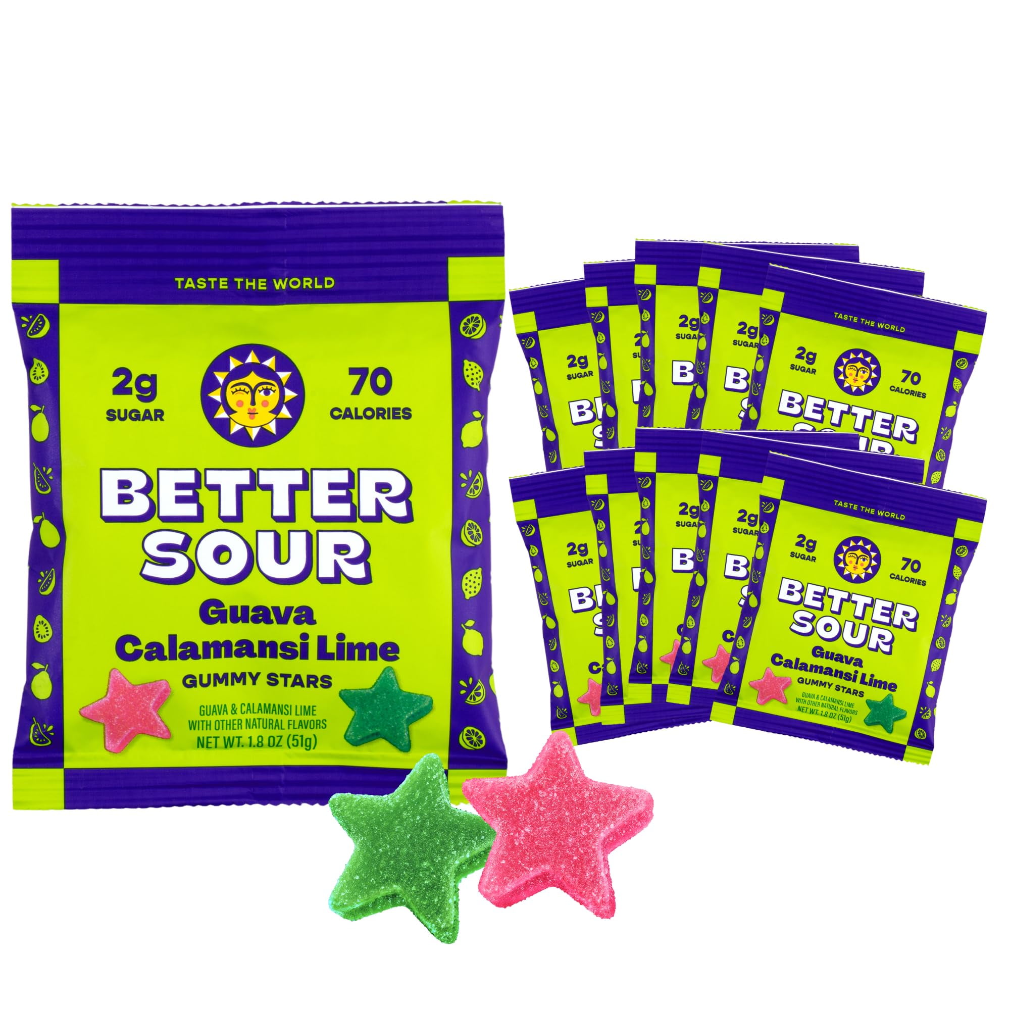 Better Sour Guava Calamansi Lime Gummy Stars Candy, Tropical Sour ...