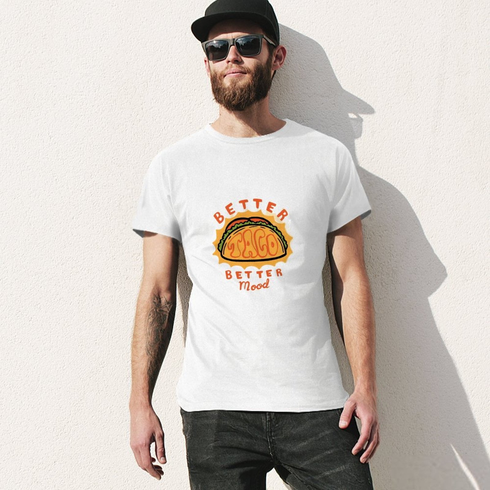 Better Taco Better Mood Typography Men's T-Shirt - Walmart.com