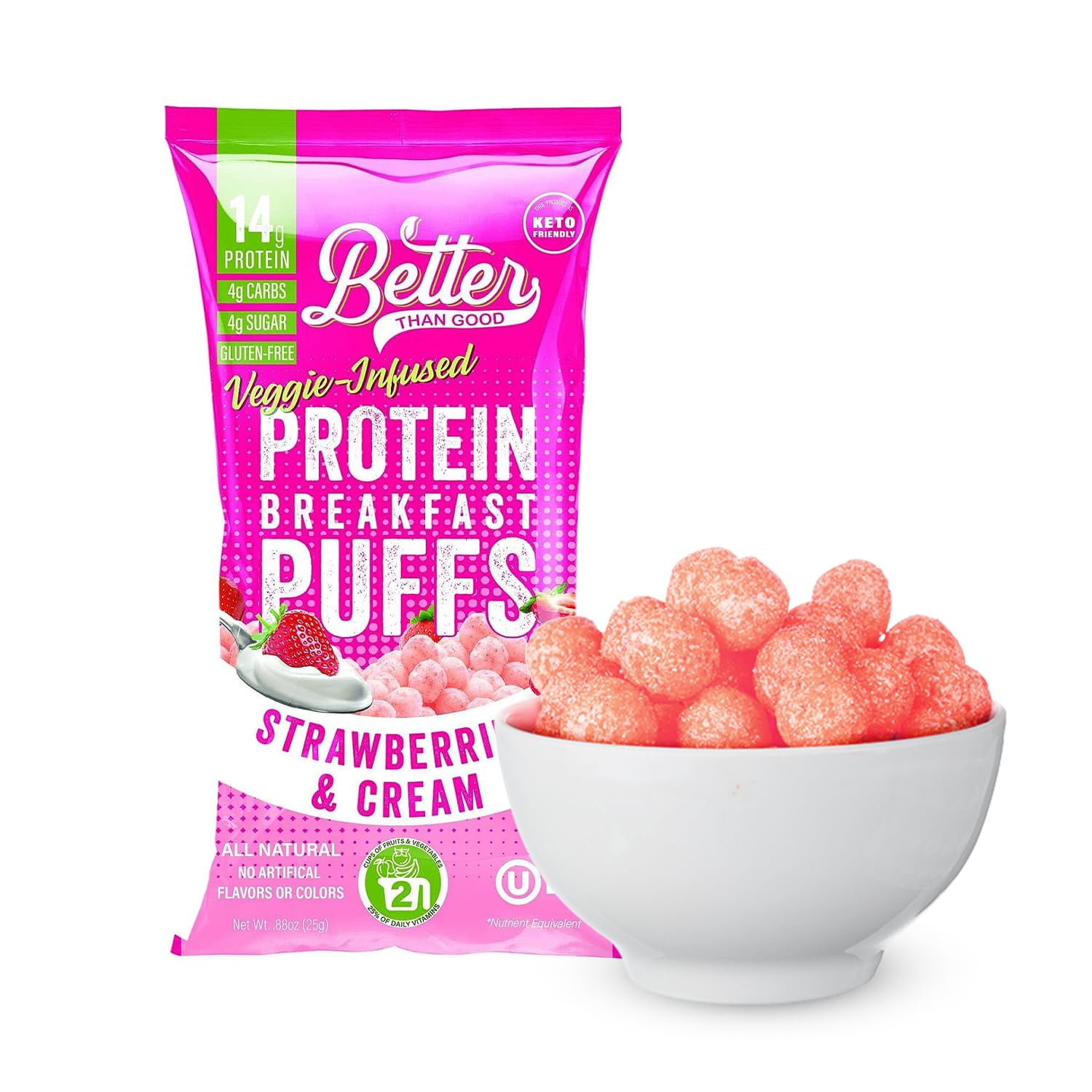 Better Than Good Strawberries TSF6 & Cream 14g Protein Puffs | Healthy ...