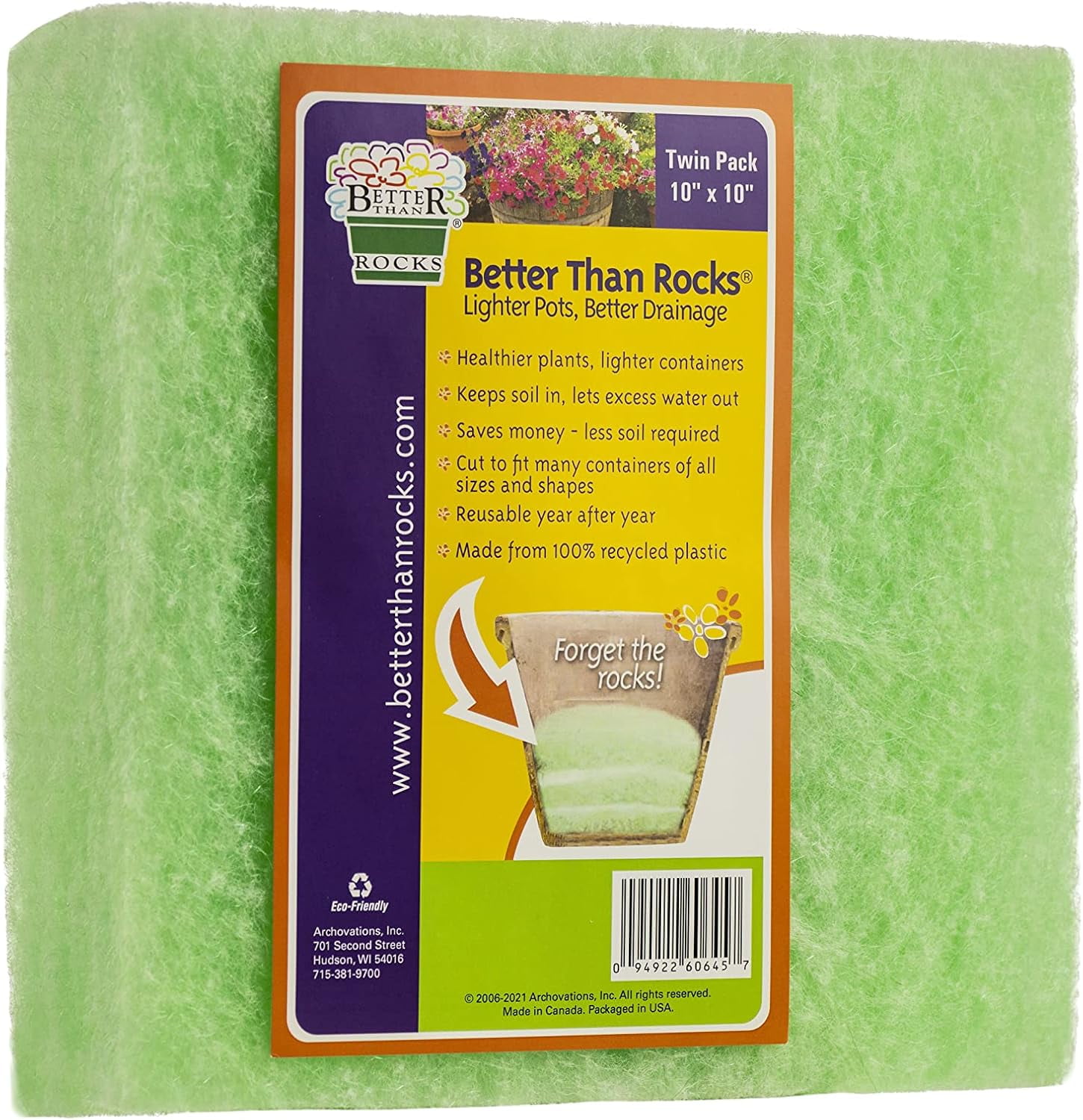 Better Than Rocks - Planter Drainage Material - 10"x10" Twin Pack ...