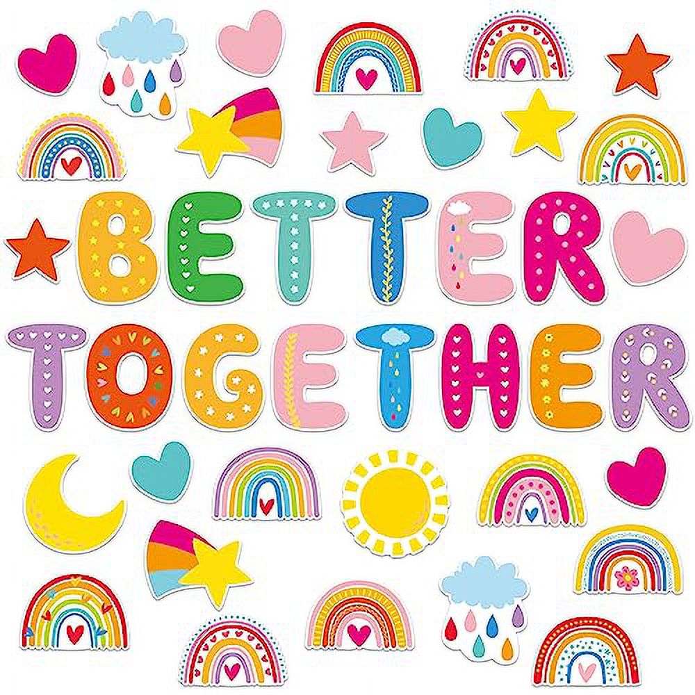 Better Together Bulletin Board Decorations Colorful Rainbow Bulletin ...
