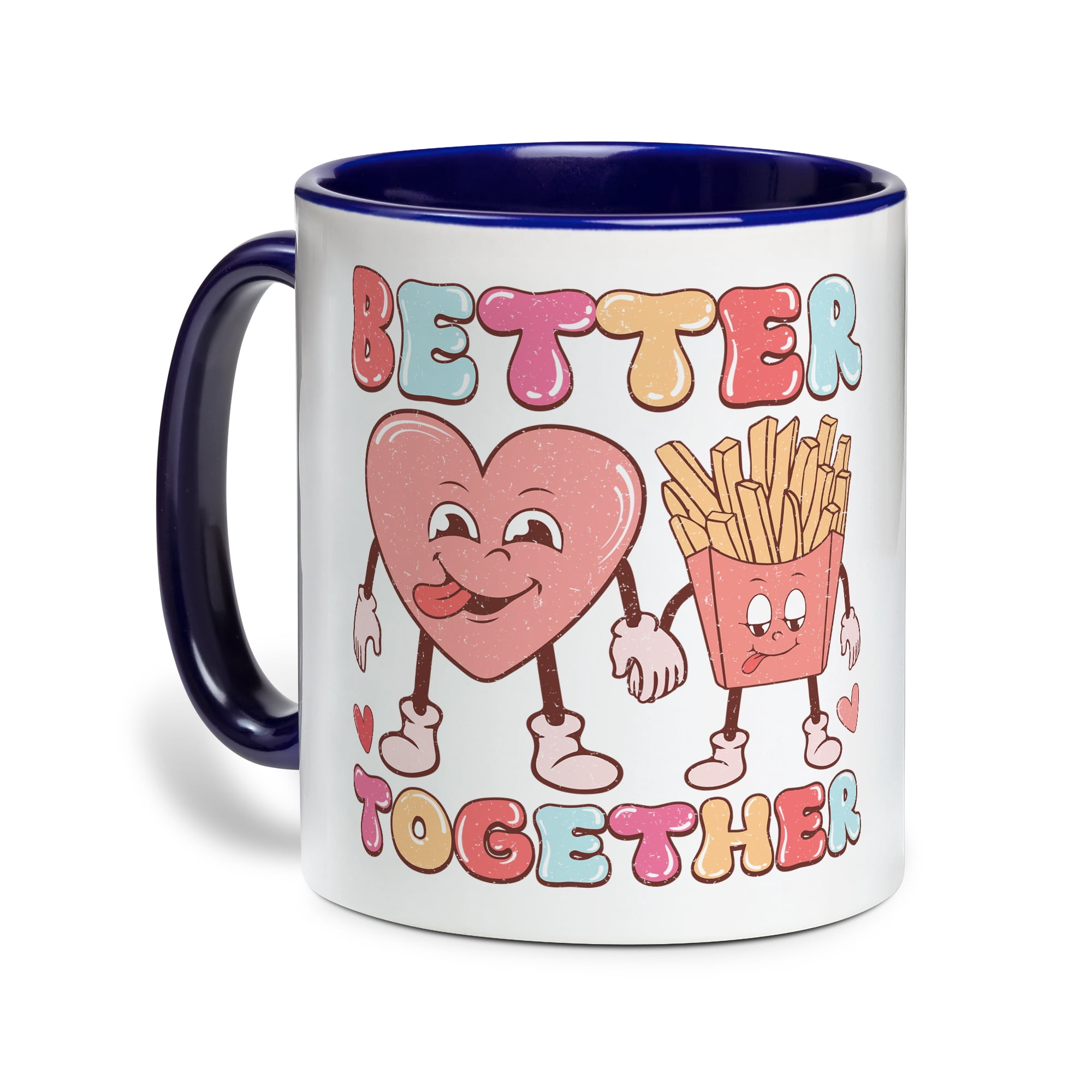 Better Together Heart and Fries Perfect Love Day Gift Idea Navy 11oz ...