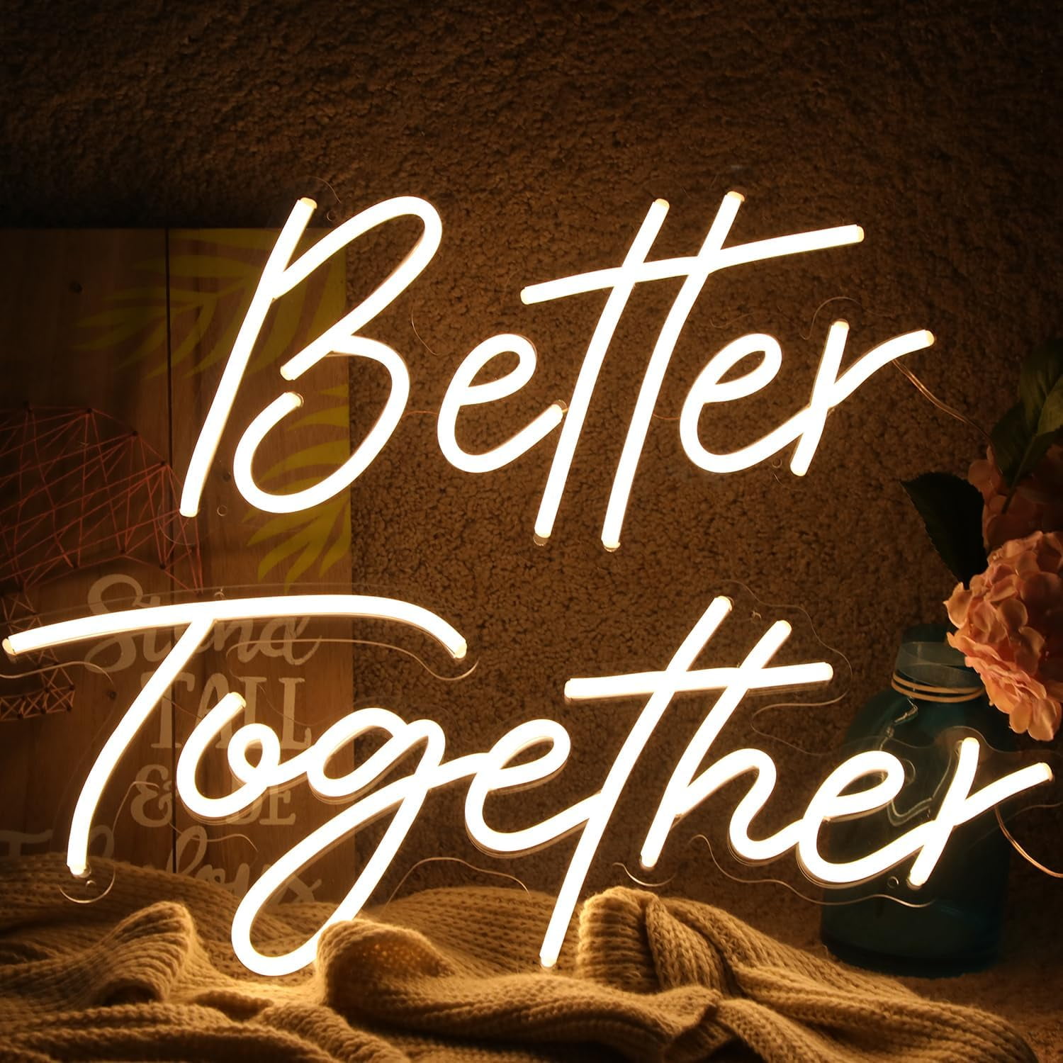 Better Together Large Neon Sign for Wall Decor,with Dimmer Switch,12V ...