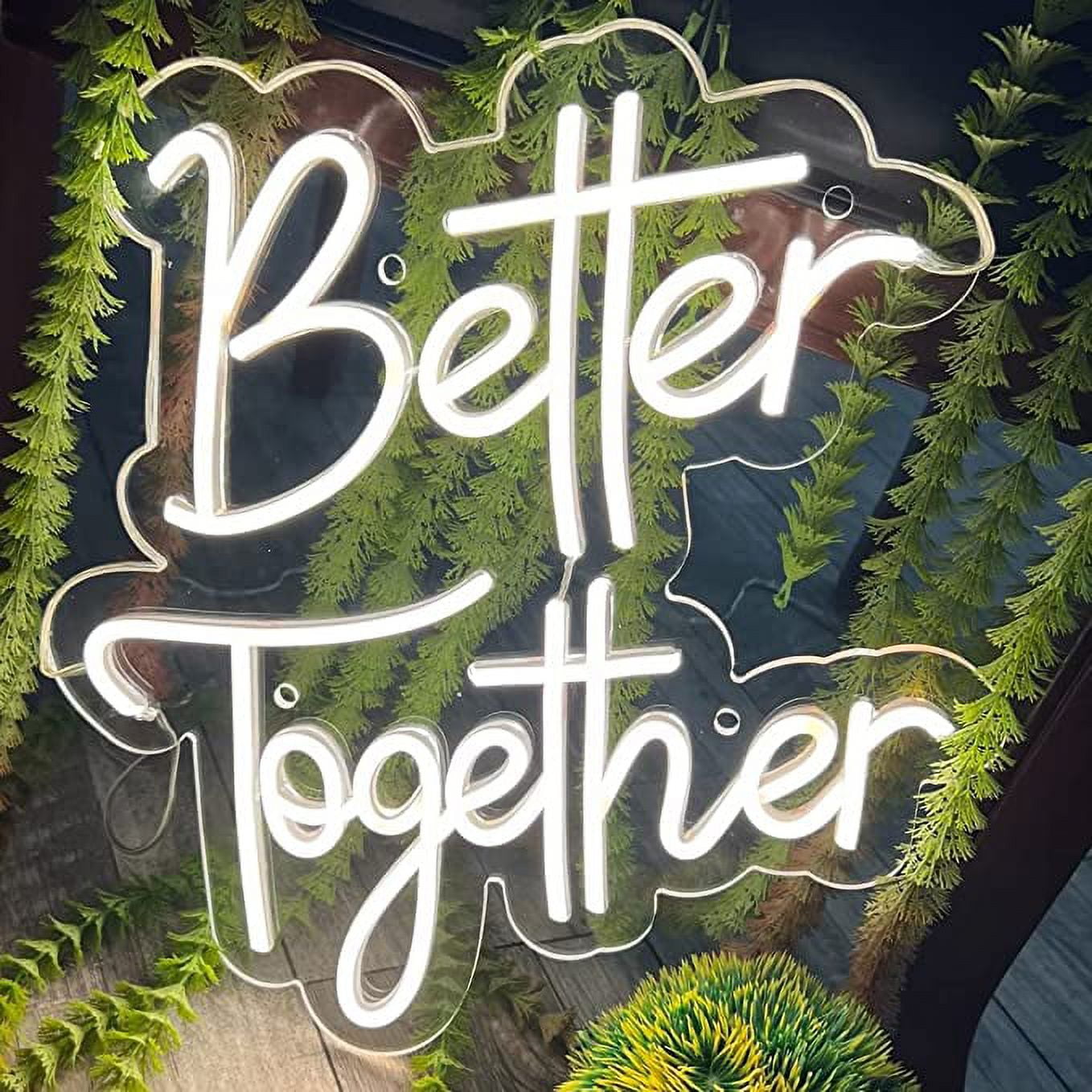 Better Together Neon Sign For Couples 15 x 17 Inches in Warm White ...
