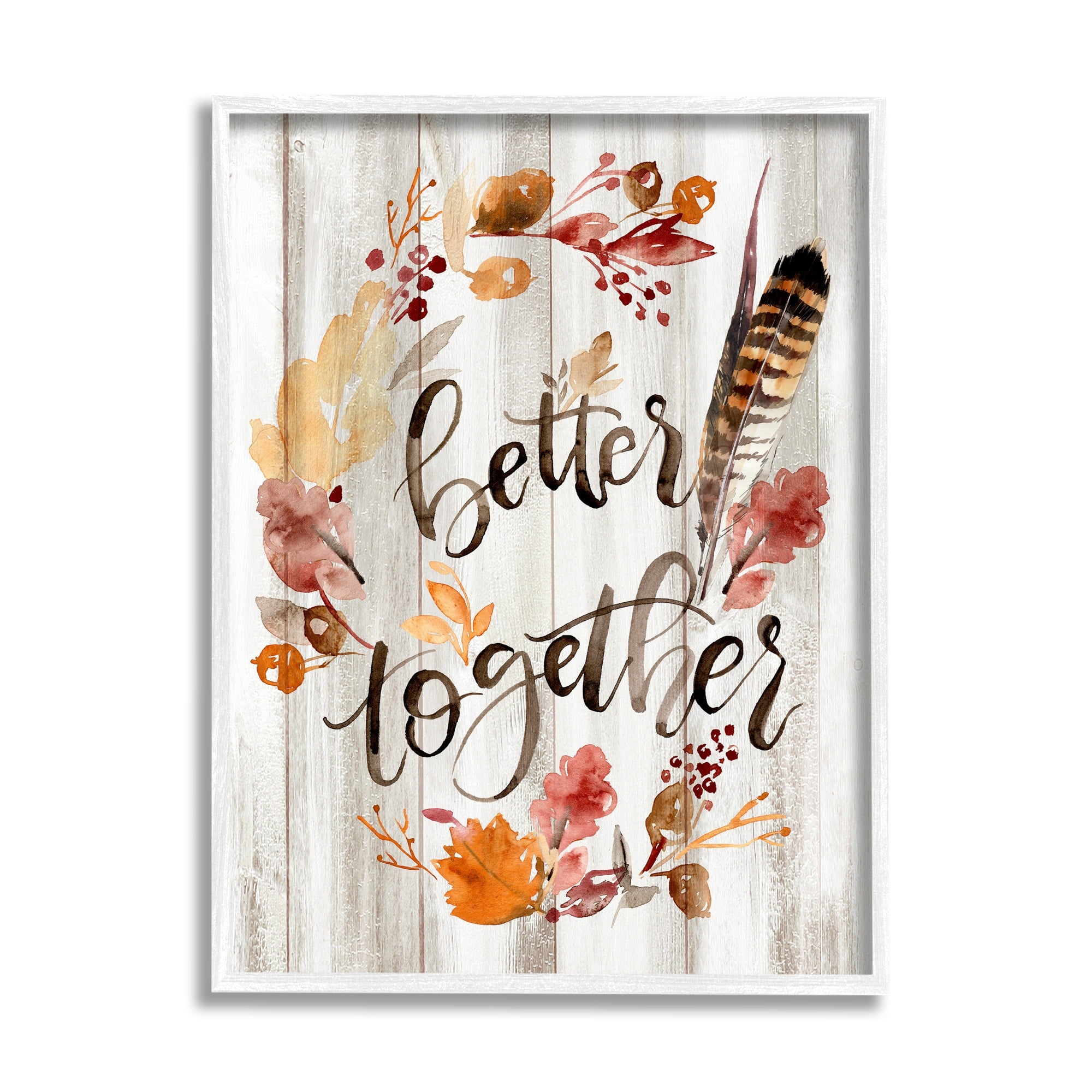 Better Together Rustic Boho Calligraphy Feather Plants Botanical ...