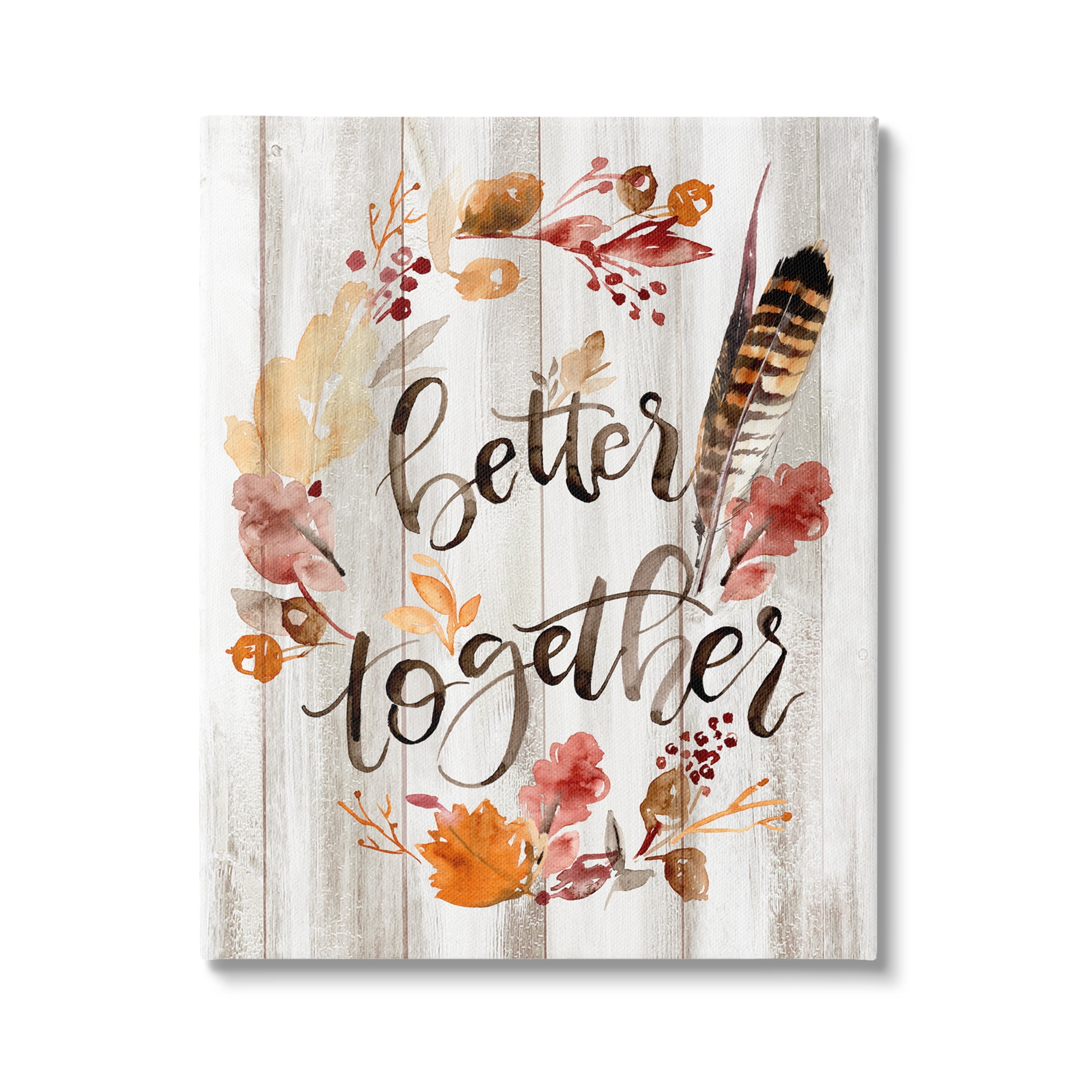 Better Together Rustic Boho Calligraphy Feather Plants Botanical ...