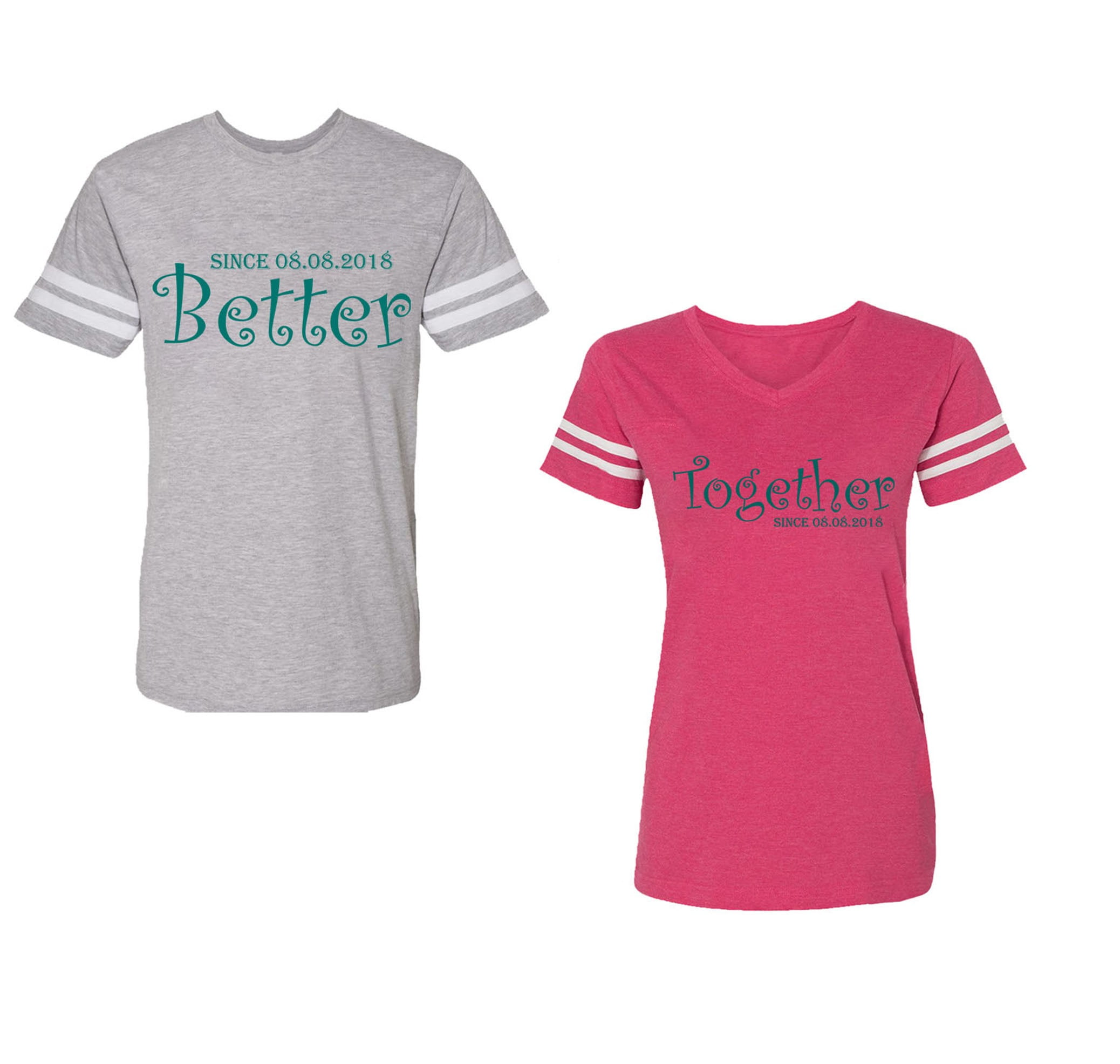 Better Together Unisex Couple Matching Cotton Jersey style T-Shirt ...