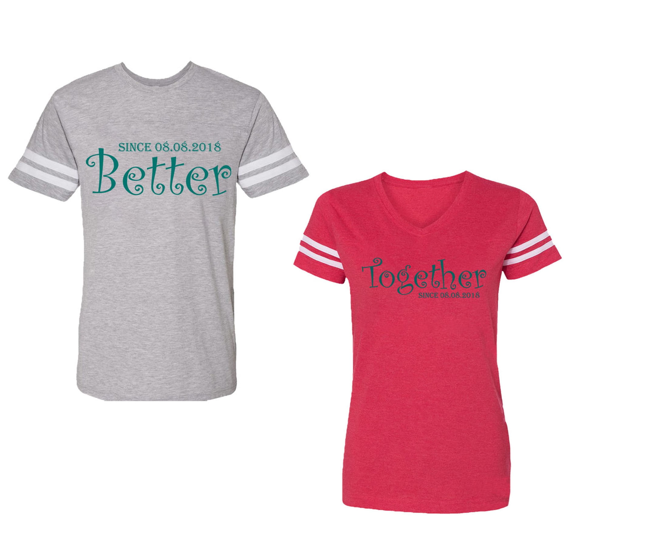 Better Together Unisex Couple Matching Cotton Jersey style T-Shirt ...