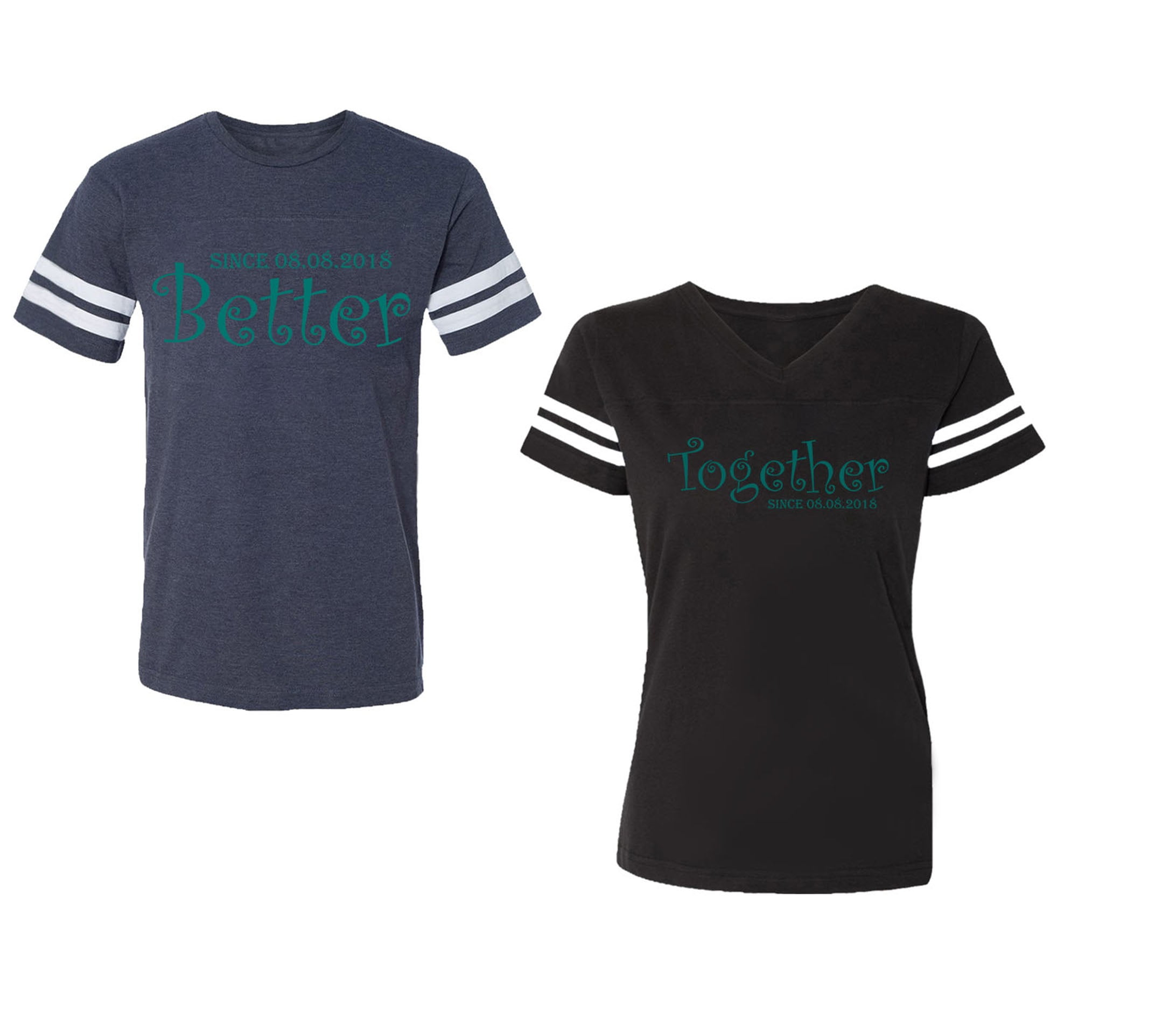 Better Together Unisex Couple Matching Cotton Jersey style T-Shirt ...