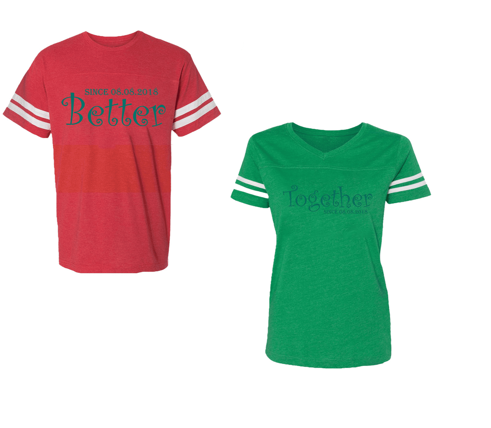 Better Together Unisex Couple Matching Cotton Jersey style T-Shirt ...