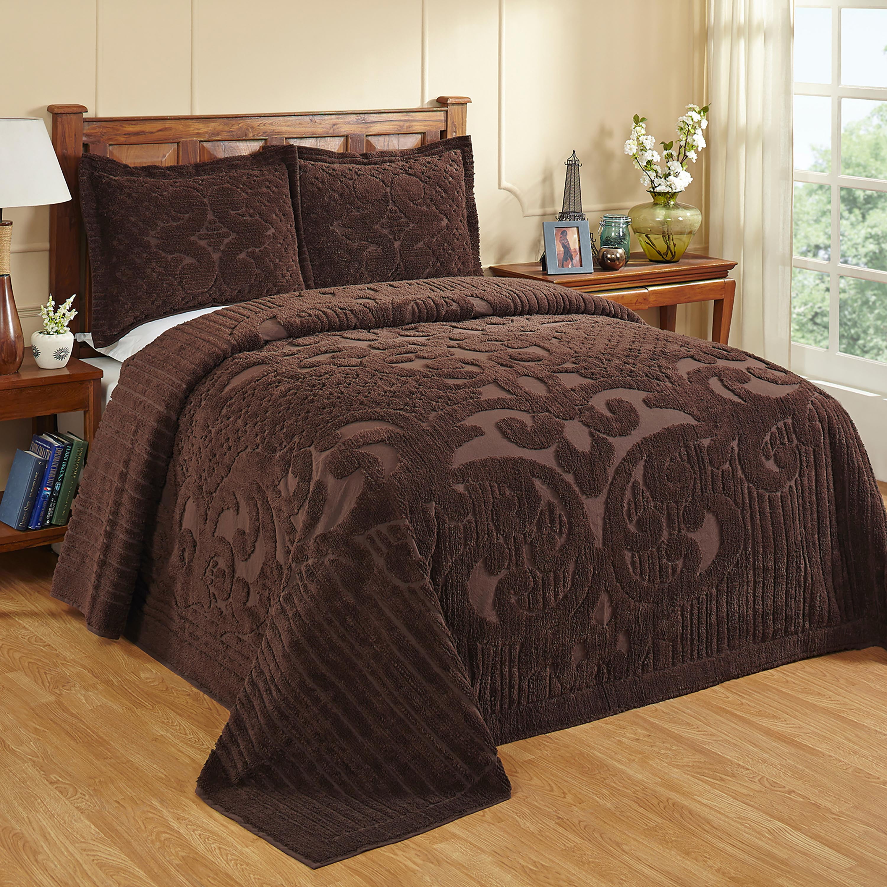Better Trends 3 Piece Chenille Bedspread Set for Queen Bedspread 100% ...