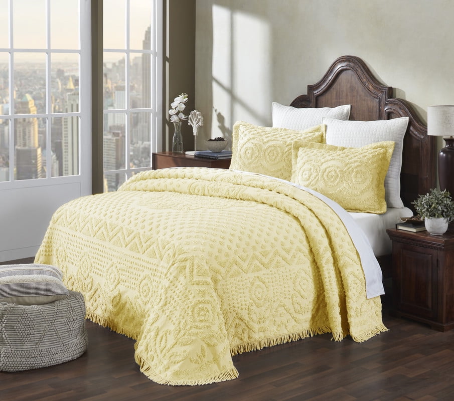 Better Trends 3 Piece Chenille Bedspread Set for Full/Double Bedspread ...