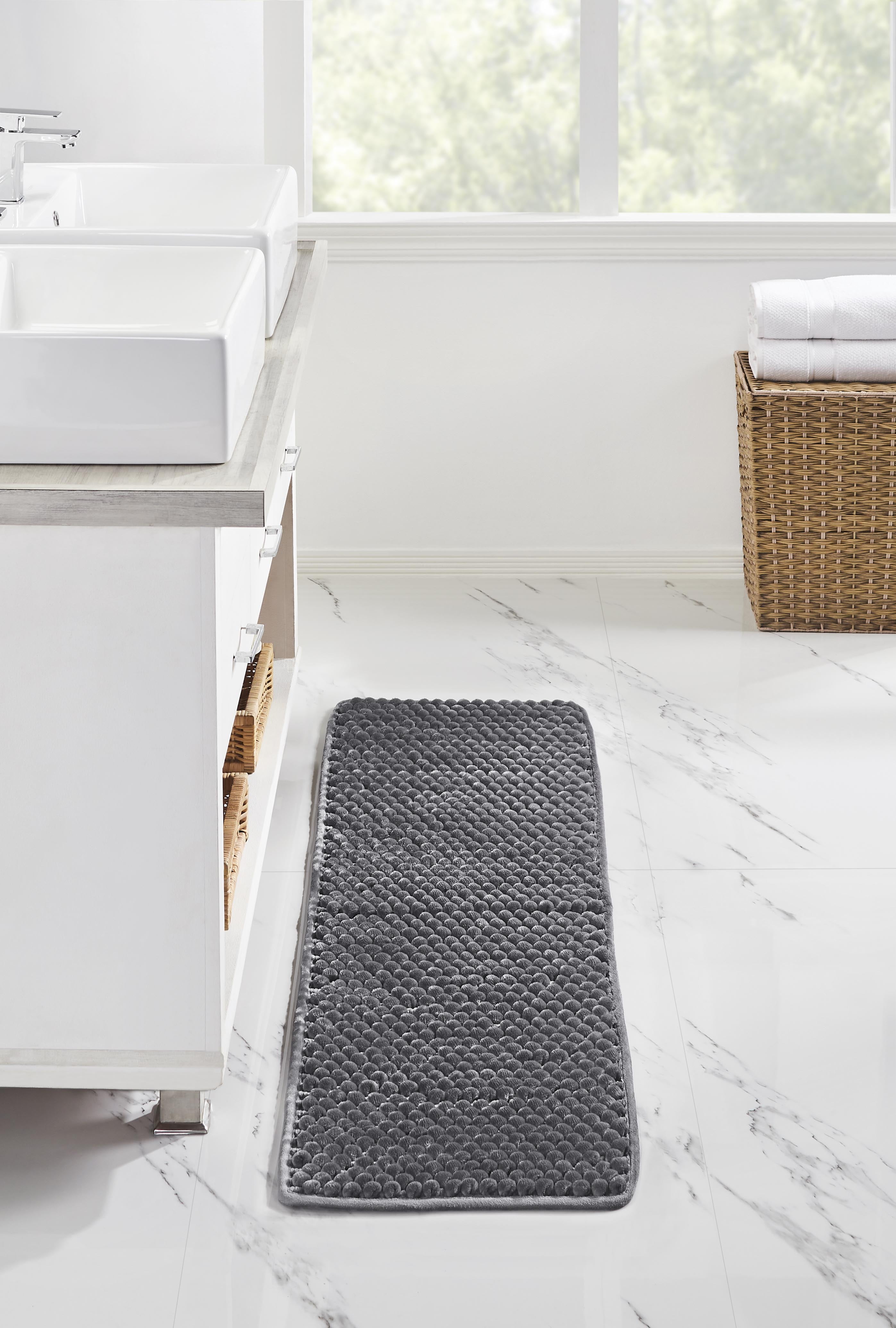 Better Trends 18" x 54" Bathroom Runner Mat, Poly-Cotton Tufted ...