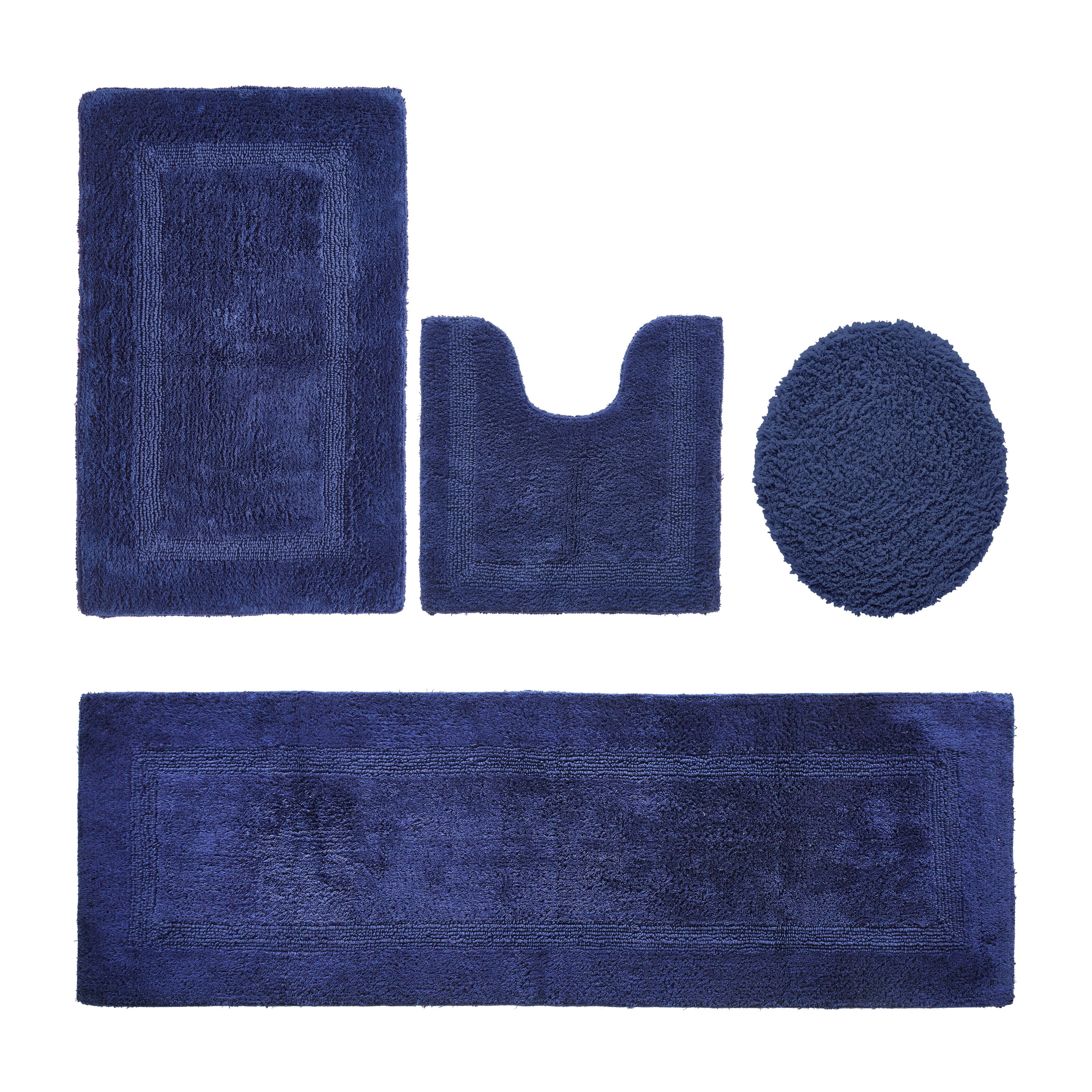 Better Trends Bath Rug 4 Piece Set 100% Cotton Soft Bathroom Seat ...