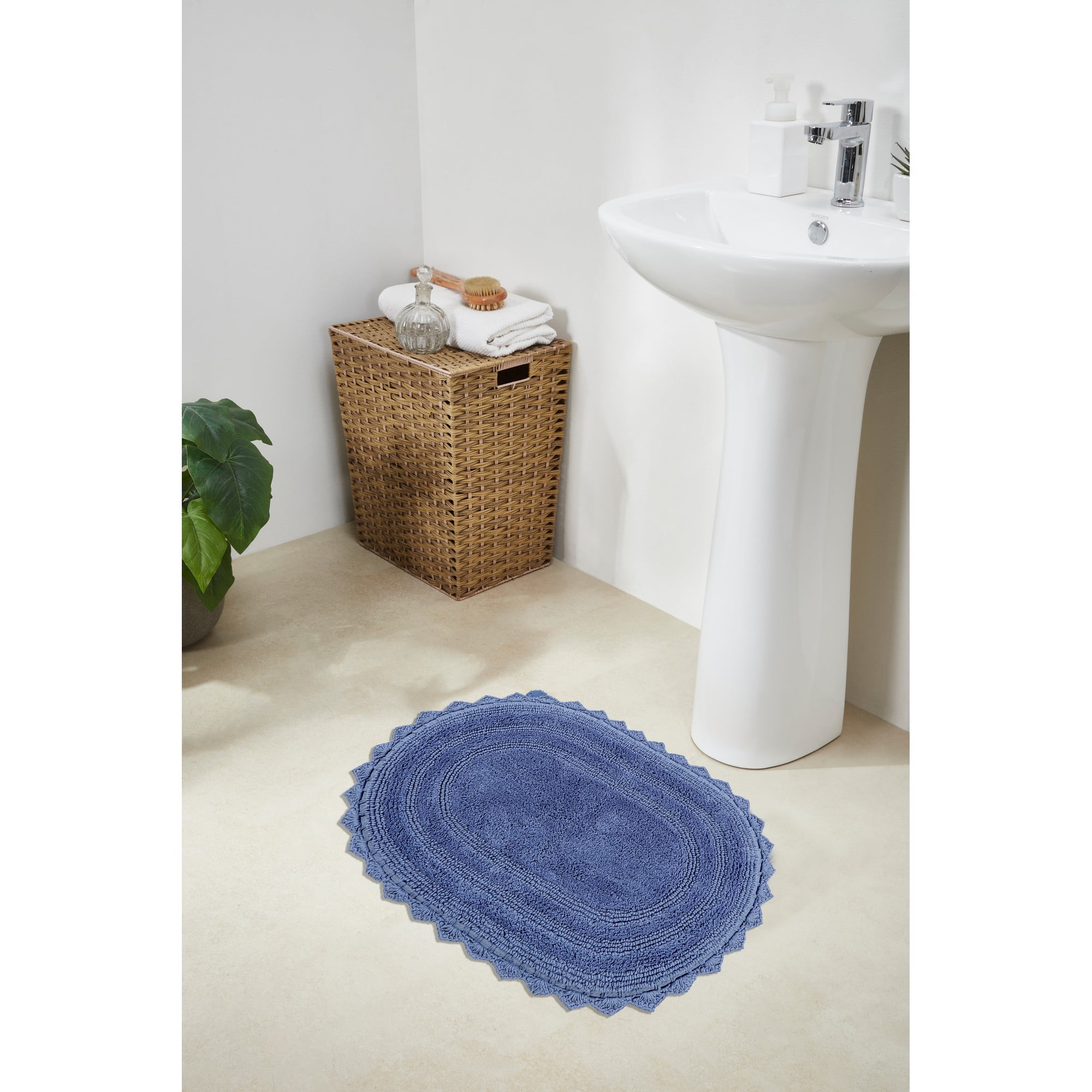 Better Trends 17" x 24" Oval Shape Bath Mat 100% Cotton Bathroom Rug ...