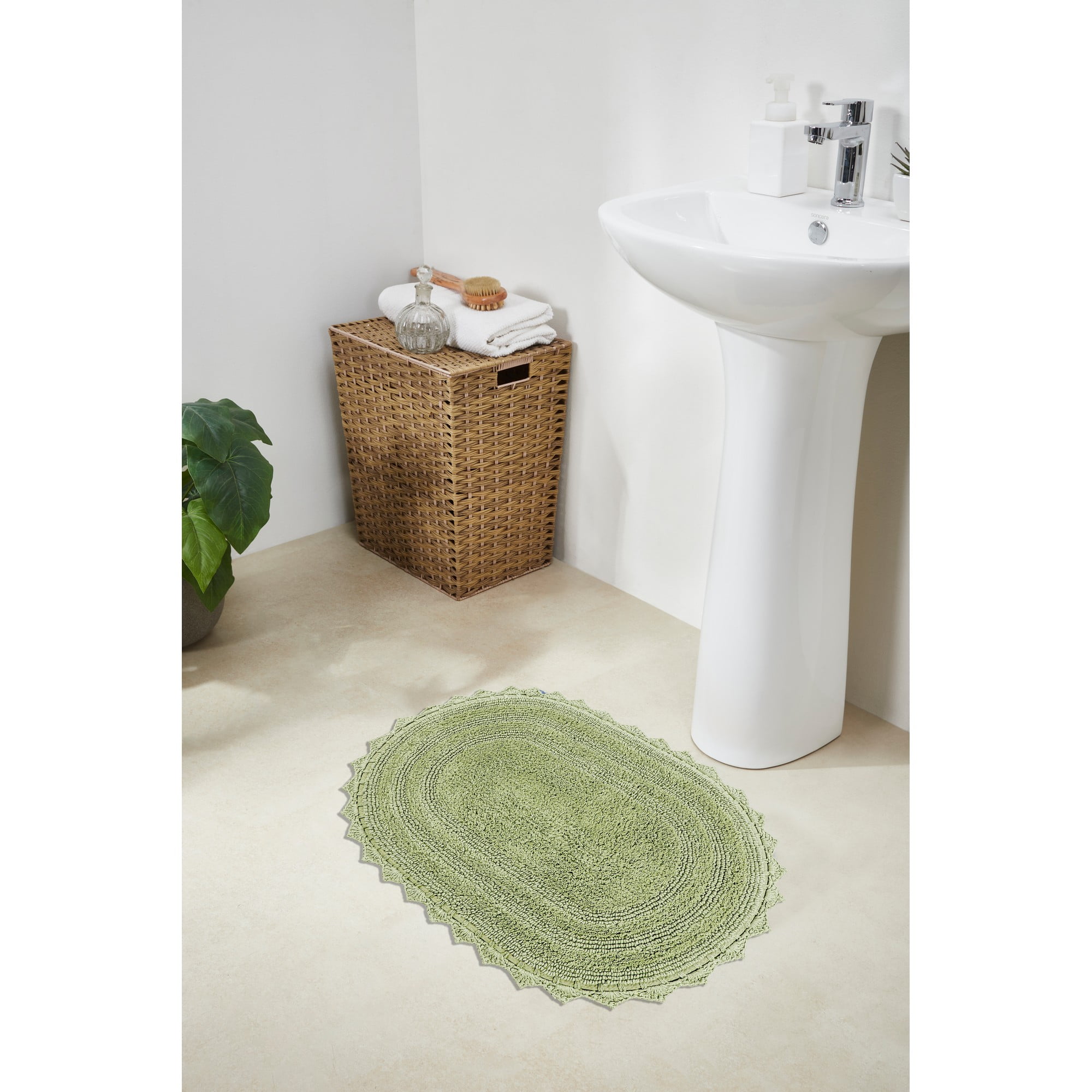 Better Trends 17" x 24" Oval Shape Bath Mat 100% Cotton Bathroom Rug ...