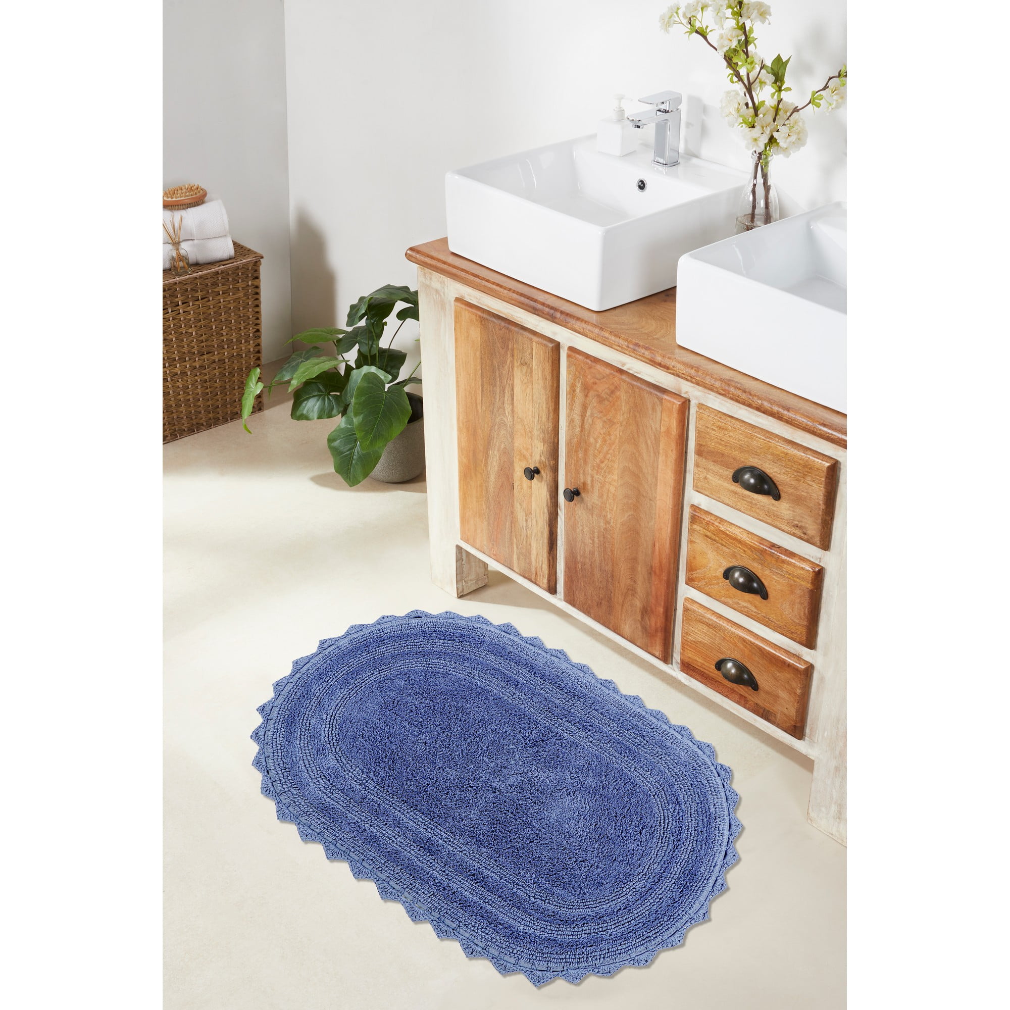 Better Trends 20" x 32" Oval Shape Bath Mat 100% Cotton Bathroom Rug ...