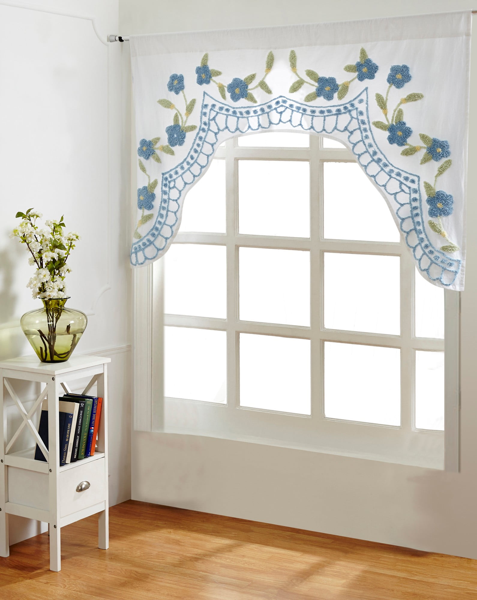 Better Trends Bloomfield Floral Design 100% Cotton, 60" x 40" Valance ...
